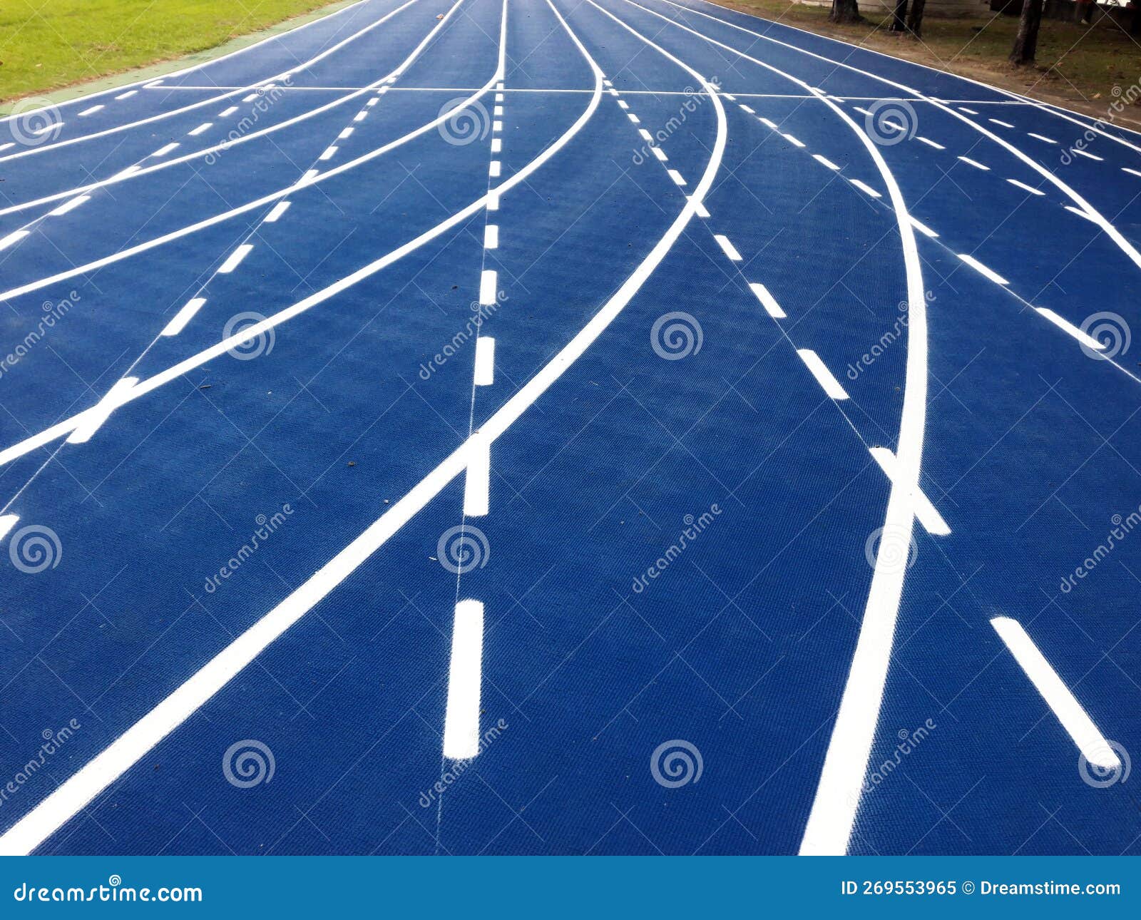 Blue Runway. the Start and End of the Stadium Track Stock Image - Image ...