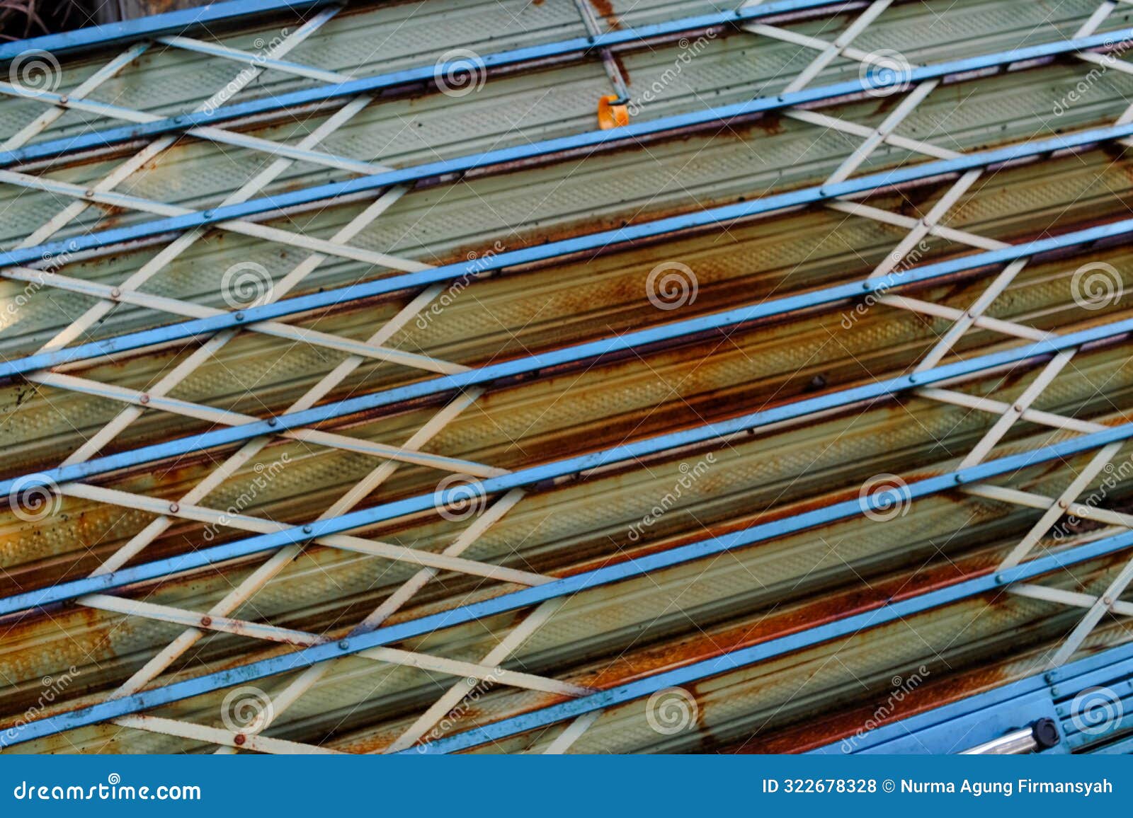 The Blue Rusty Iron Rolling Door, is a Vintage Security Door of Asian ...