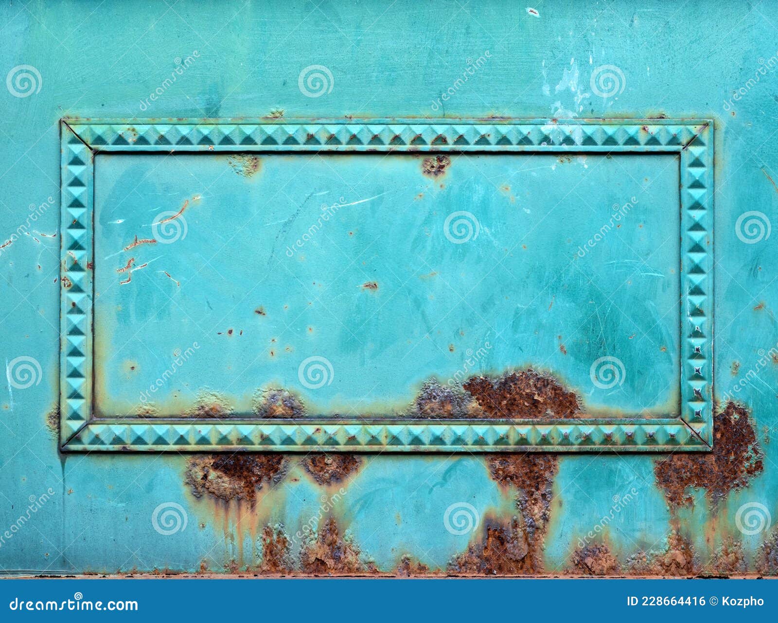 Blue Rusty Metal Background with Rectangular Frame and Scratches Stock ...
