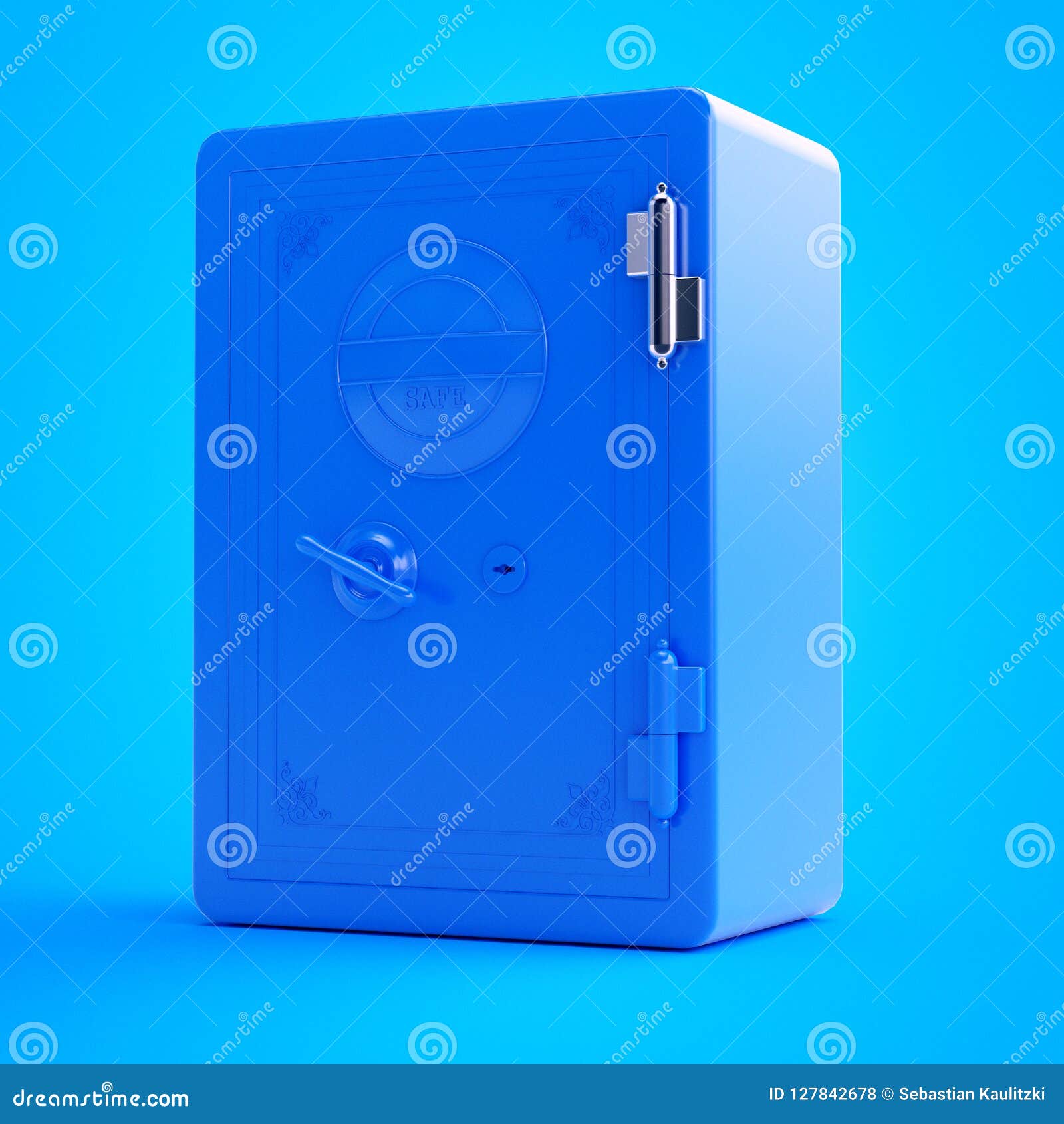 A blue safe stock illustration. Illustration of financial - 127842678