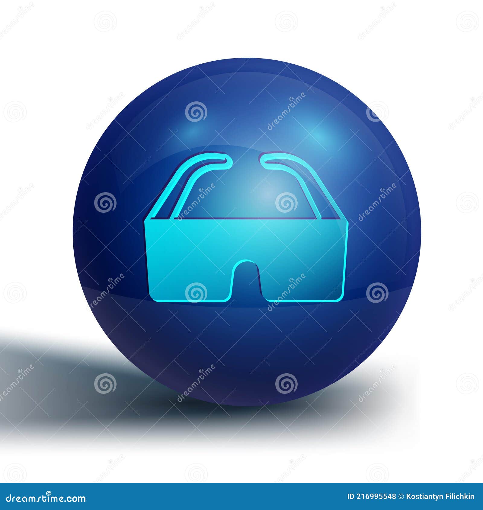 Blue Safety Goggle Glasses Icon Isolated on White Background. Blue ...