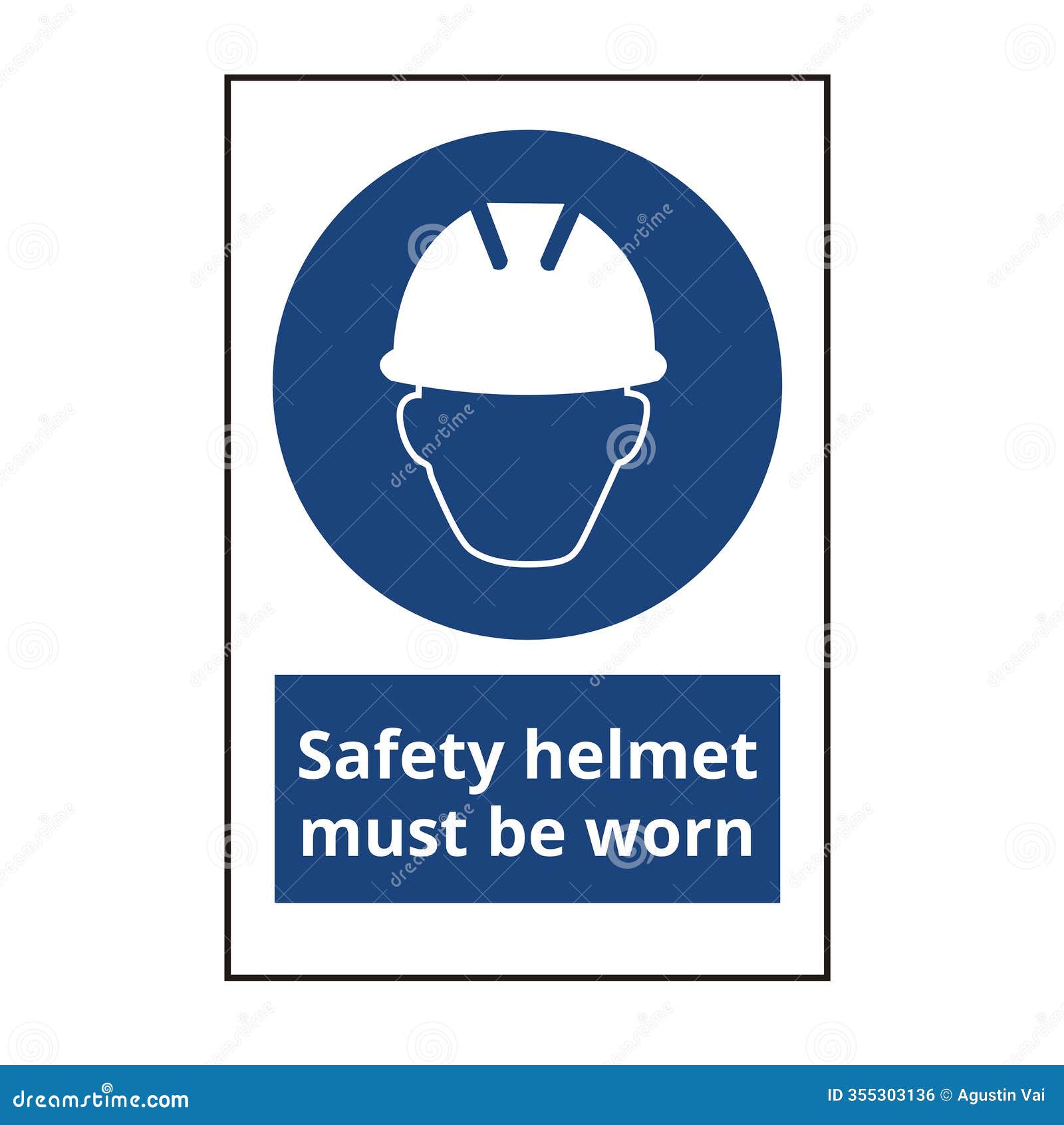 Blue Safety Helmet Must Worn Sign on a White Background Stock Vector ...