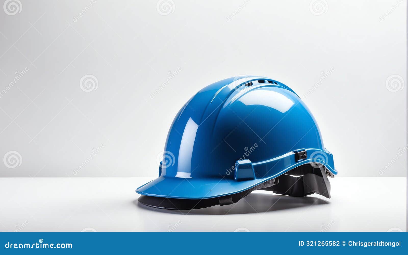 Blue Safety Helmet on Plain White Background with Ai Generated Stock ...