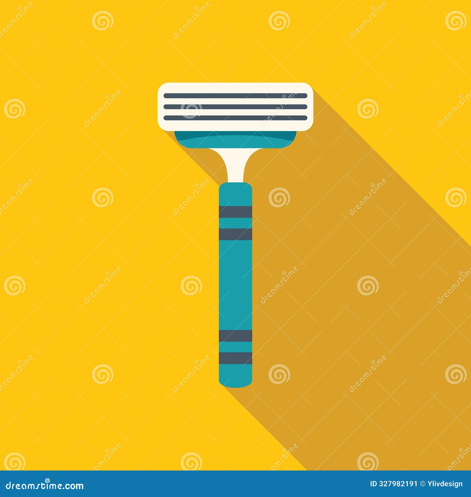 Blue Safety Razor Casting Long Shadow on Yellow Background Stock ...