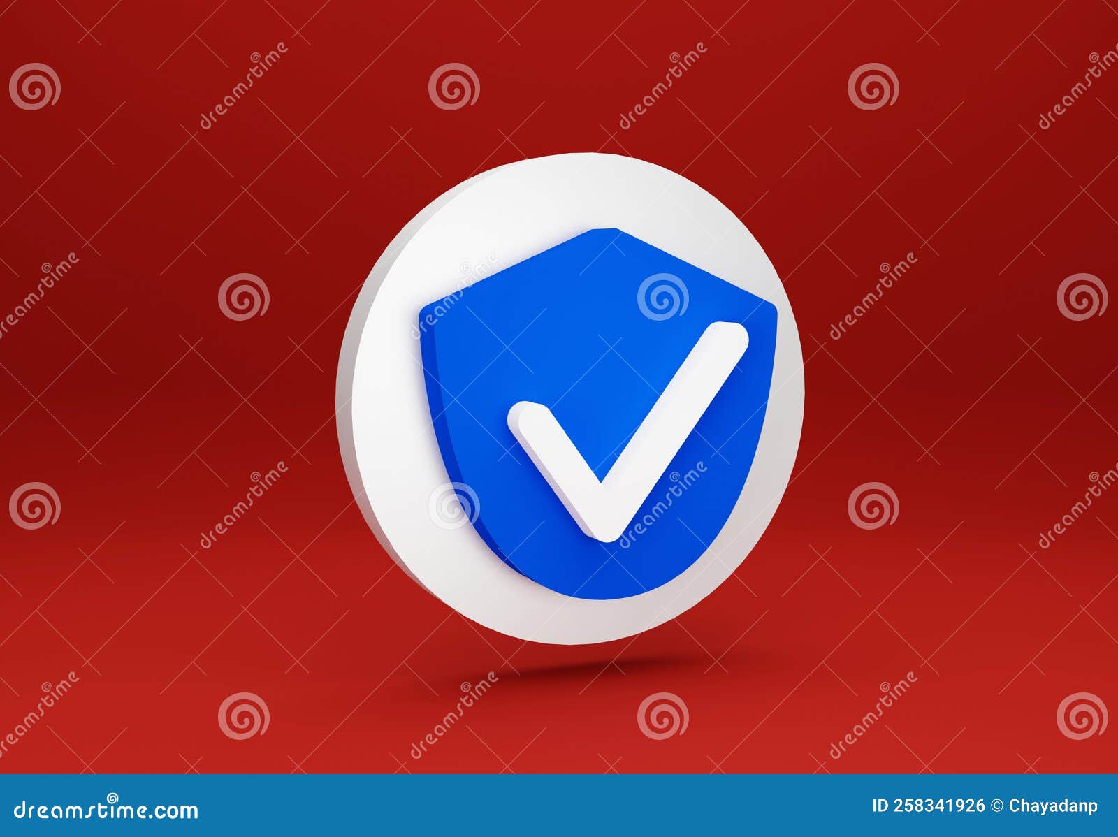 Blue Safety Shield Check Mark Icon. 3D Security Check Symbol. Network ...