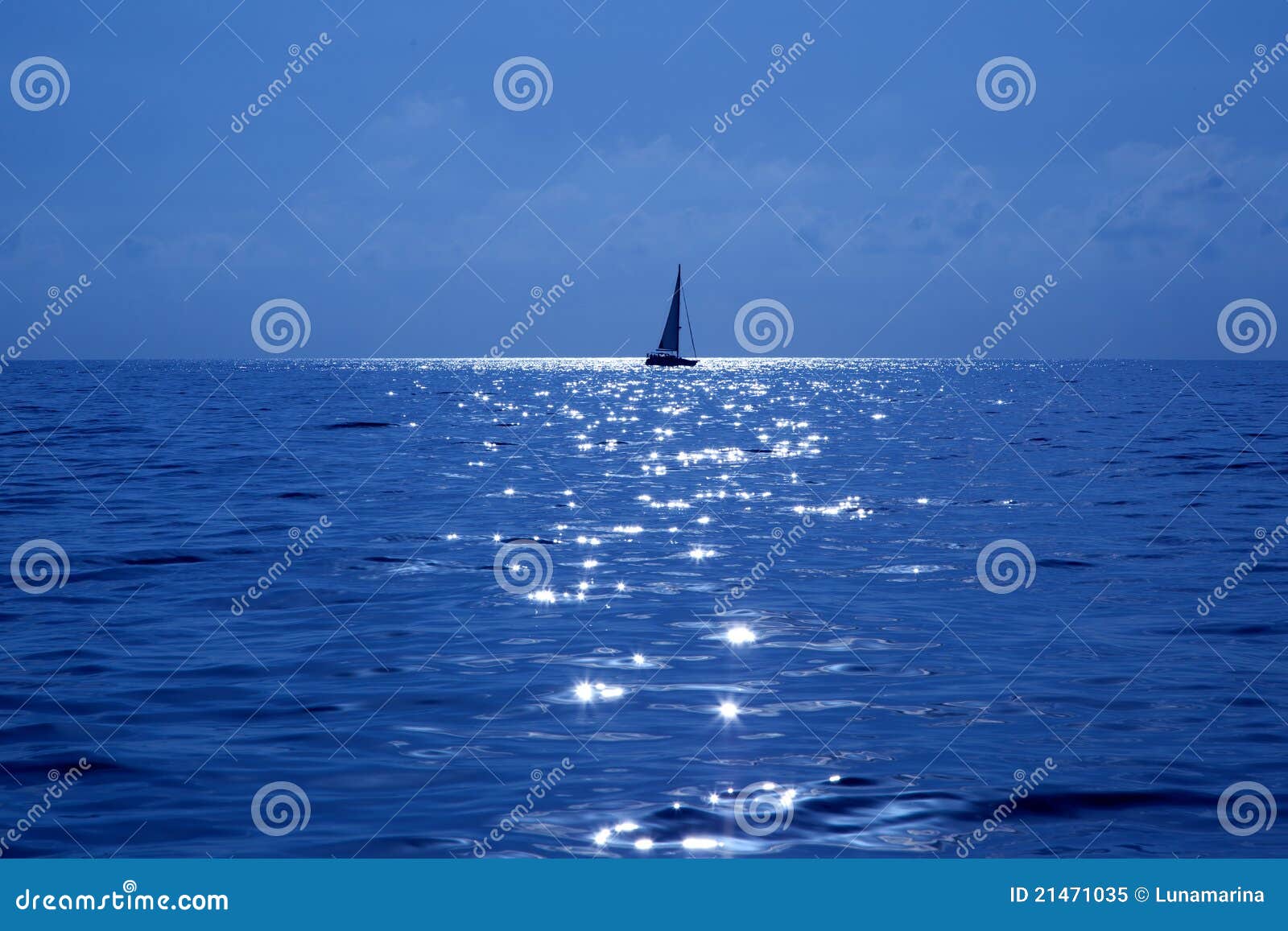 Blue Sailboat Sailing Mediterranean Sea Stock Image - Image of blue ...