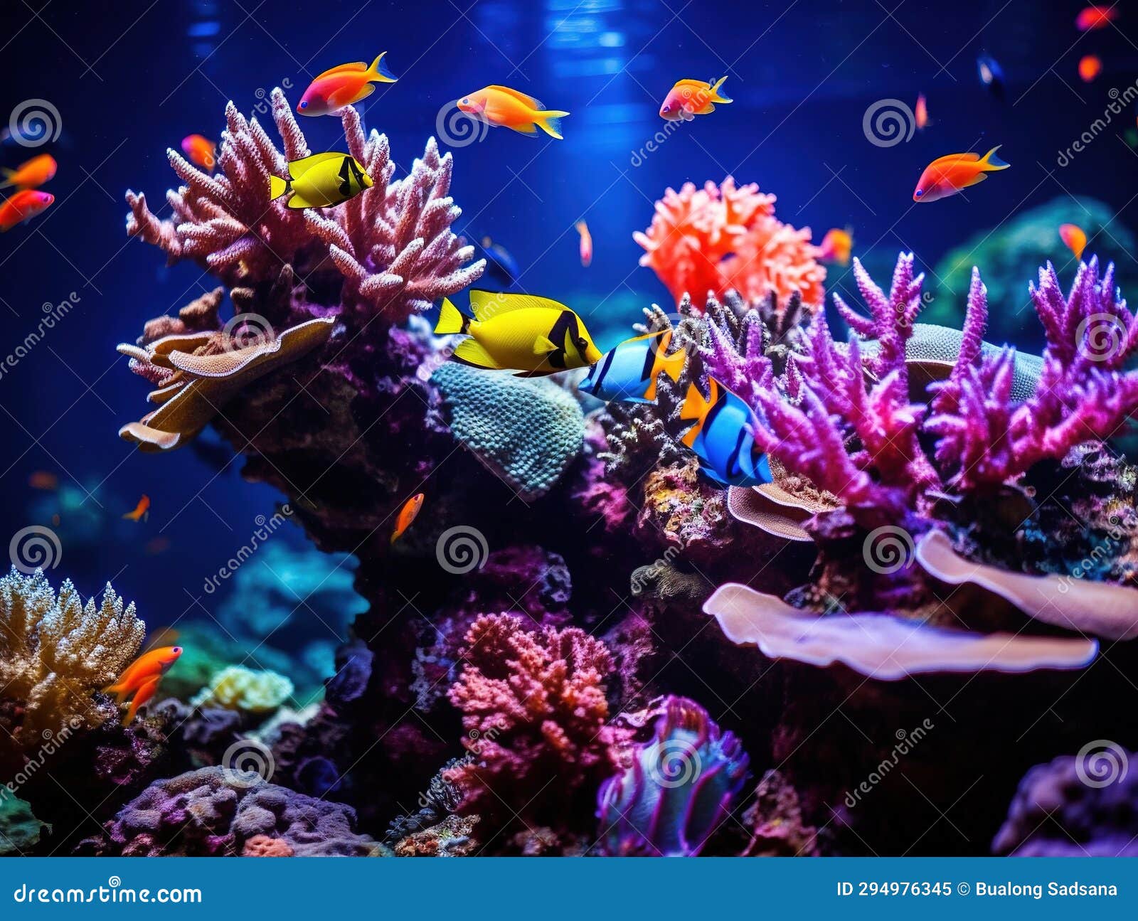 Blue Saltwater Aquarium Made with Generative AI Illustration Stock ...