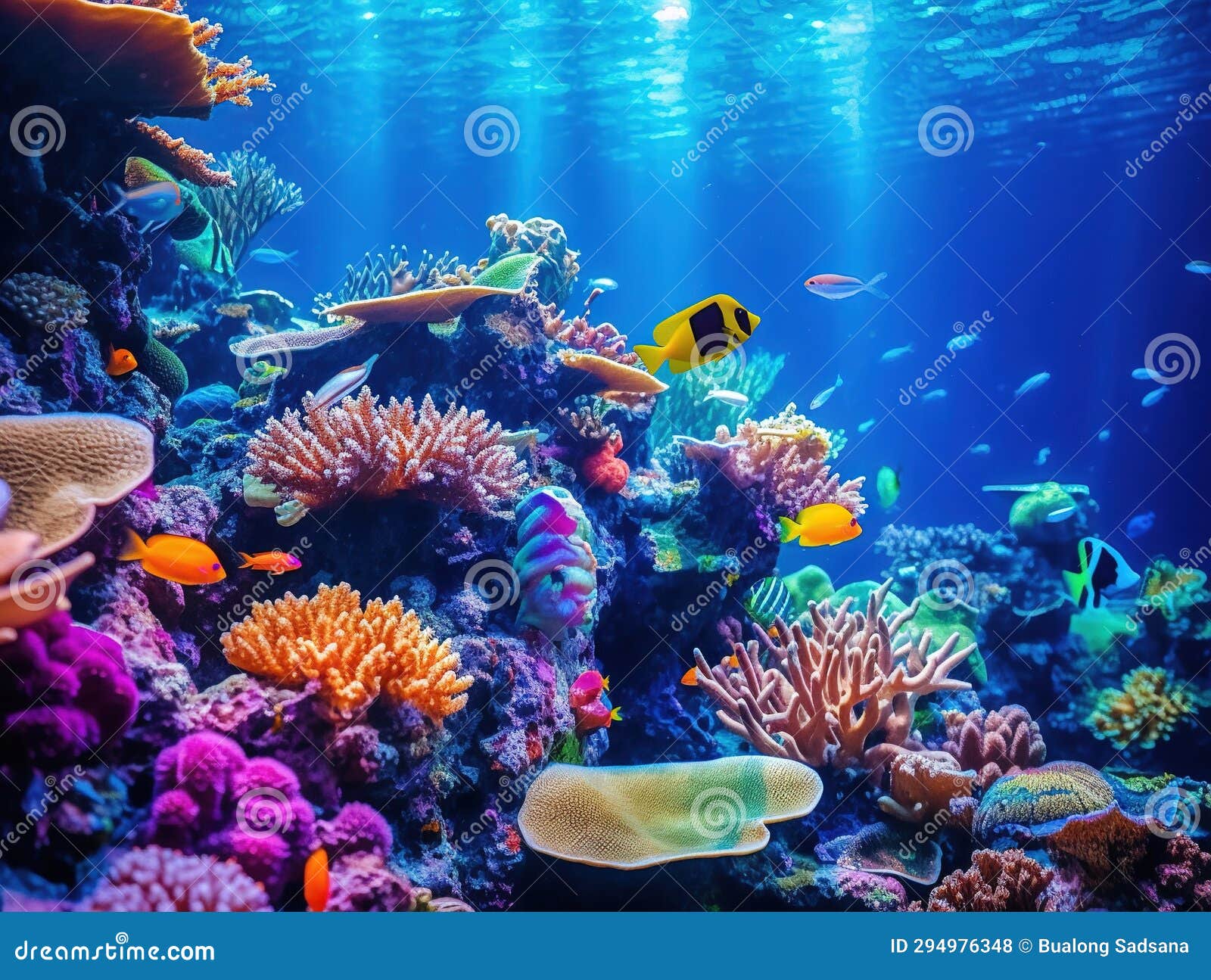 Blue Saltwater Aquarium Made With Generative AI Illustration ...