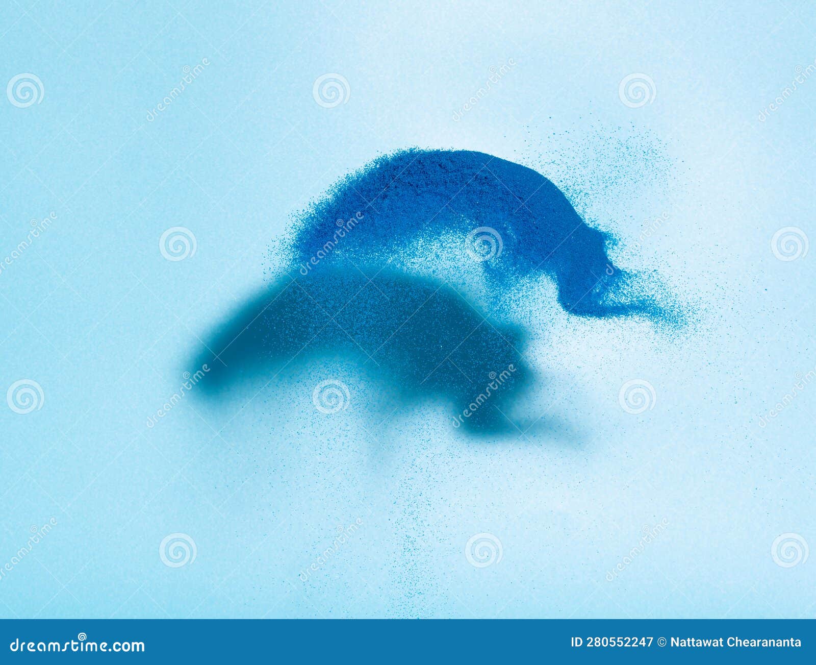 Blue Sand Flying Explosion, Shadow on Wall Grain Wave Explode. Abstract ...