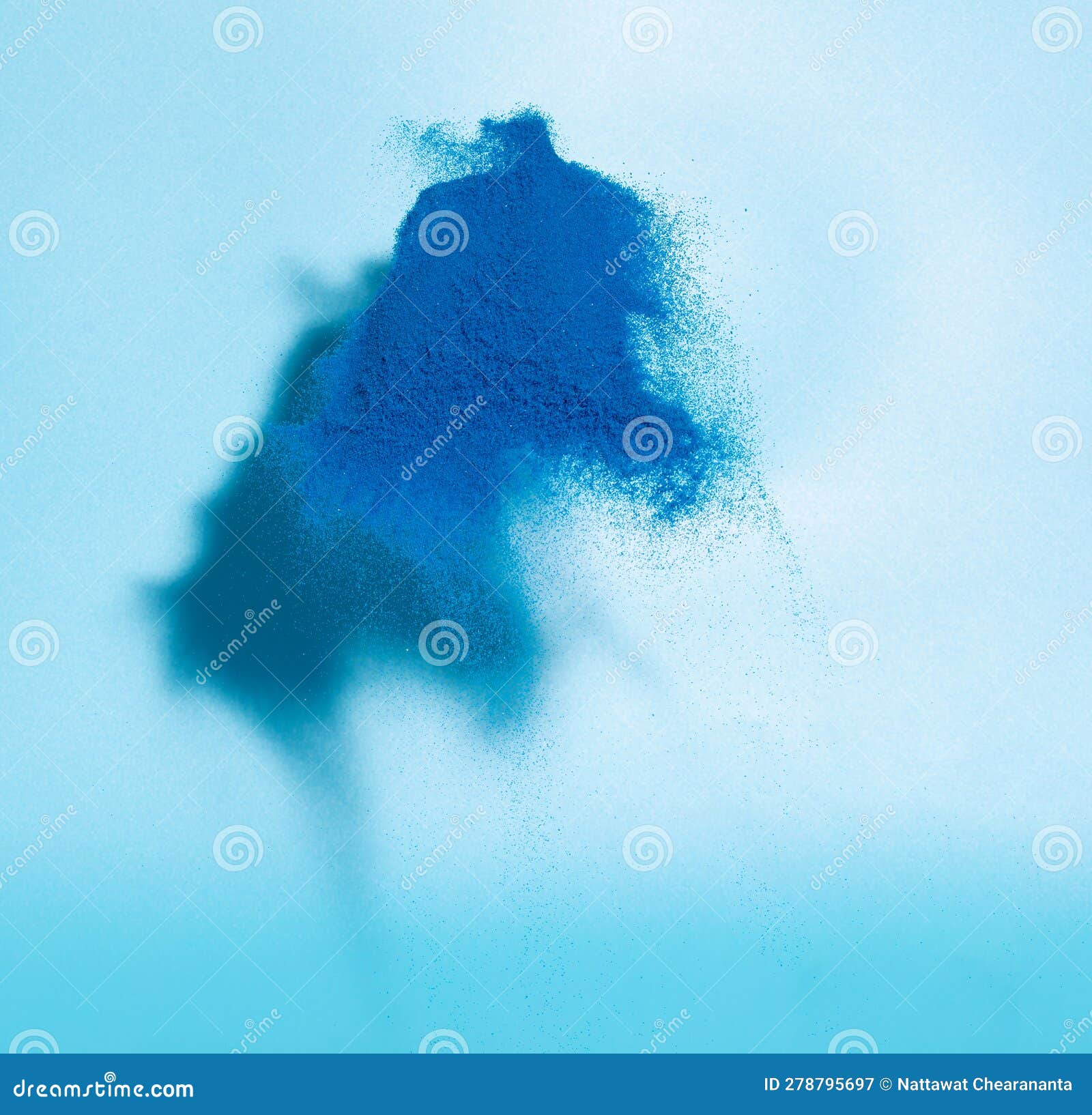 Blue Sand Flying Explosion, Shadow on Wall Grain Wave Explode. Abstract ...