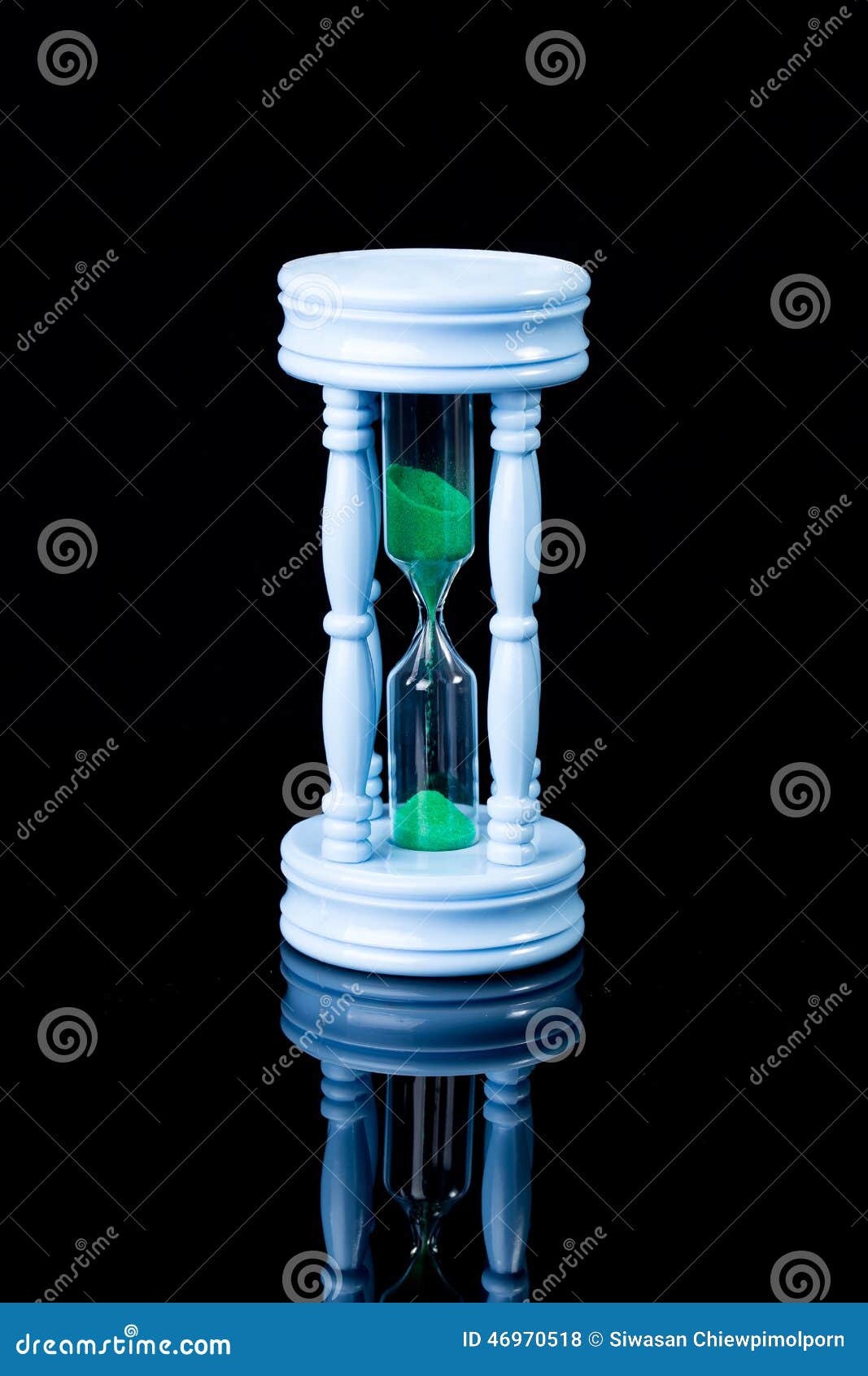 Blue Sandclock on Black Background Stock Photo - Image of blue, minute ...