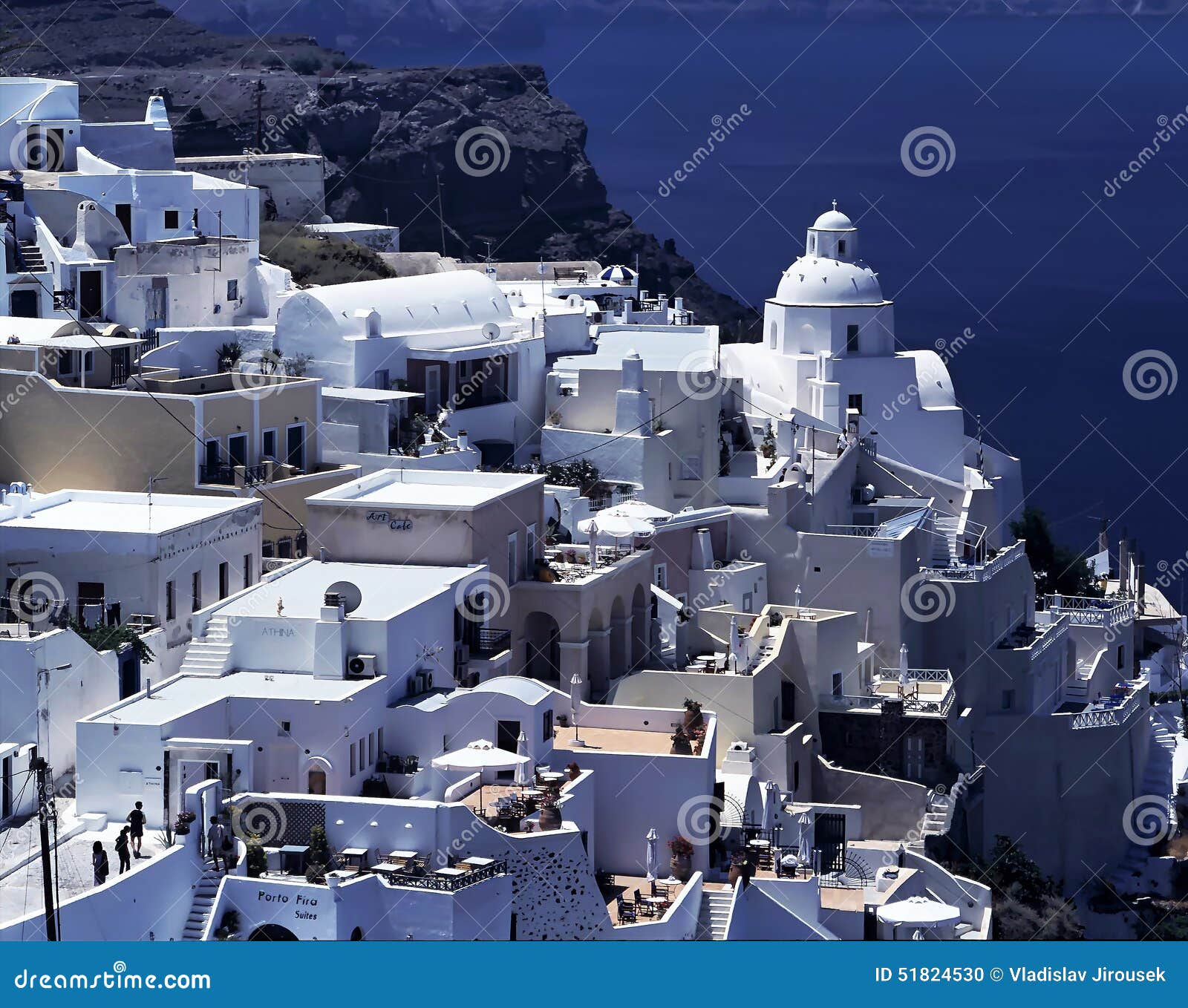 Blue Santorini, Greece editorial image. Image of dome - 51824530