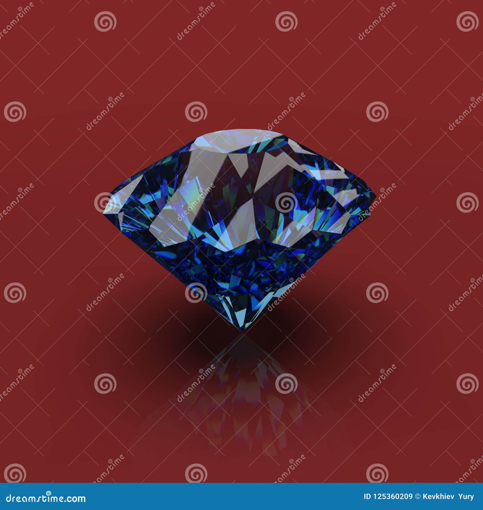 Blue Sapphire Diamond 3D Render Stock Illustration - Illustration of ...