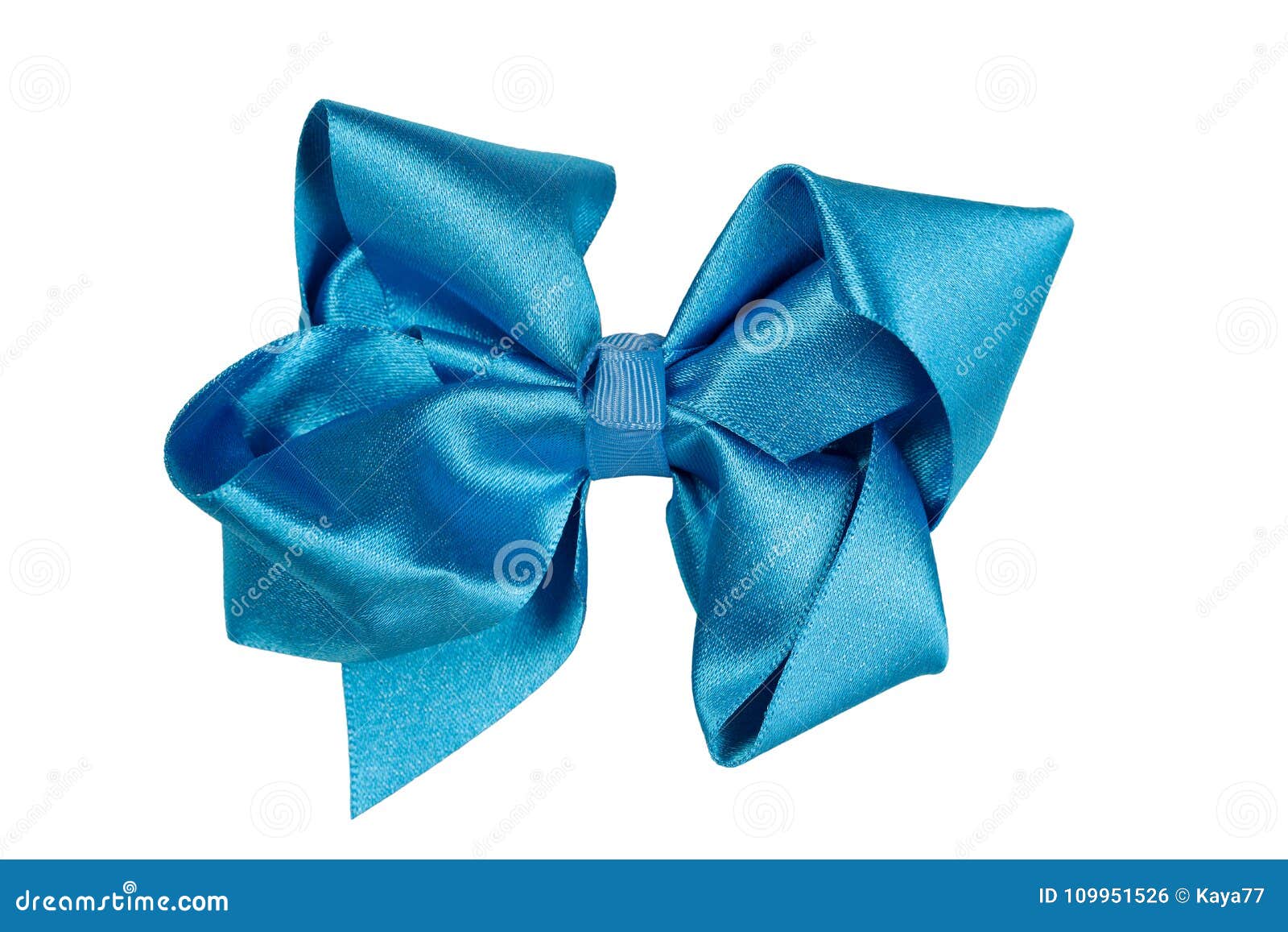 Blue Satin Bow. Isolate on White Stock Photo - Image of pattern ...