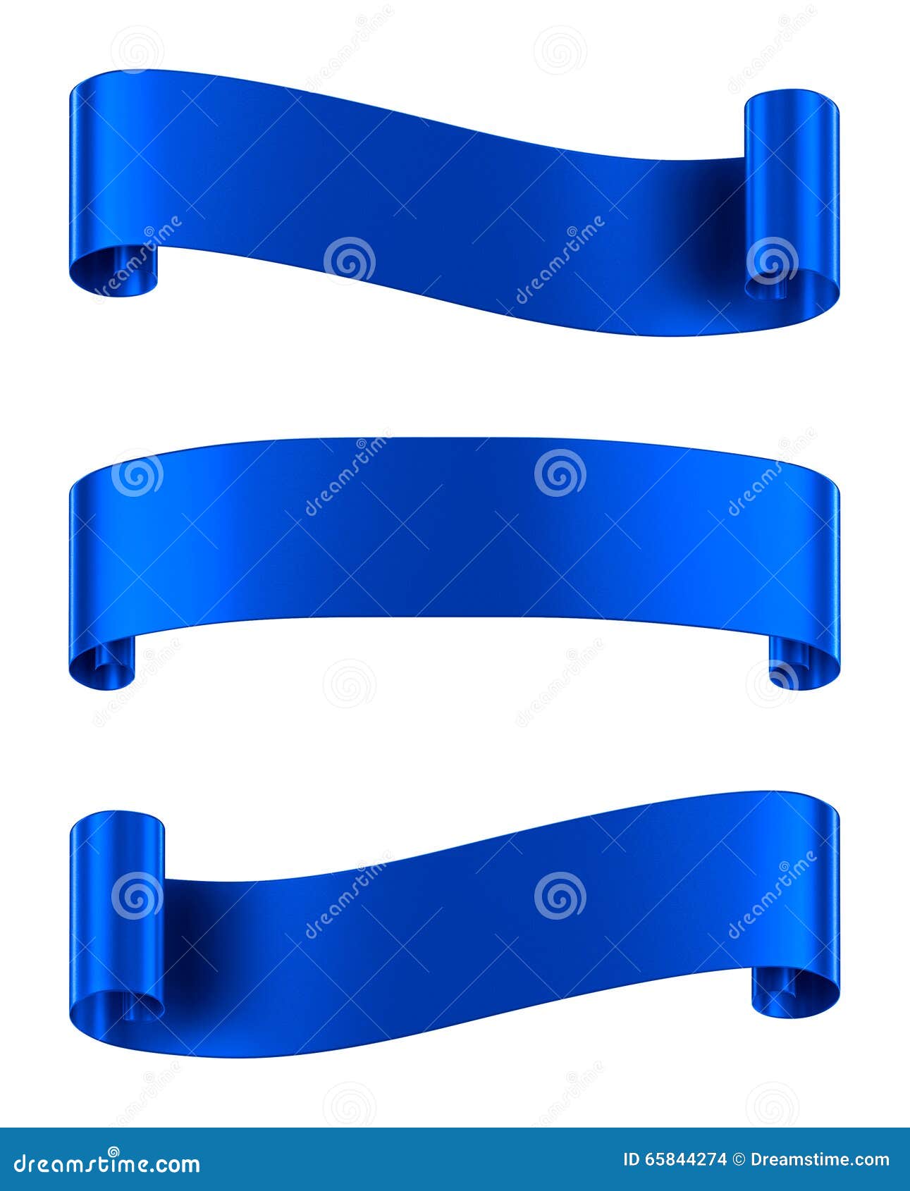 Blue Satin Ribbon Scroll Banners Isolated Stock Illustration ...