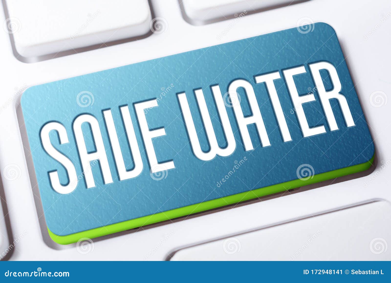Blue Save Water Button on a White Keyboard, Climate Change Concept ...