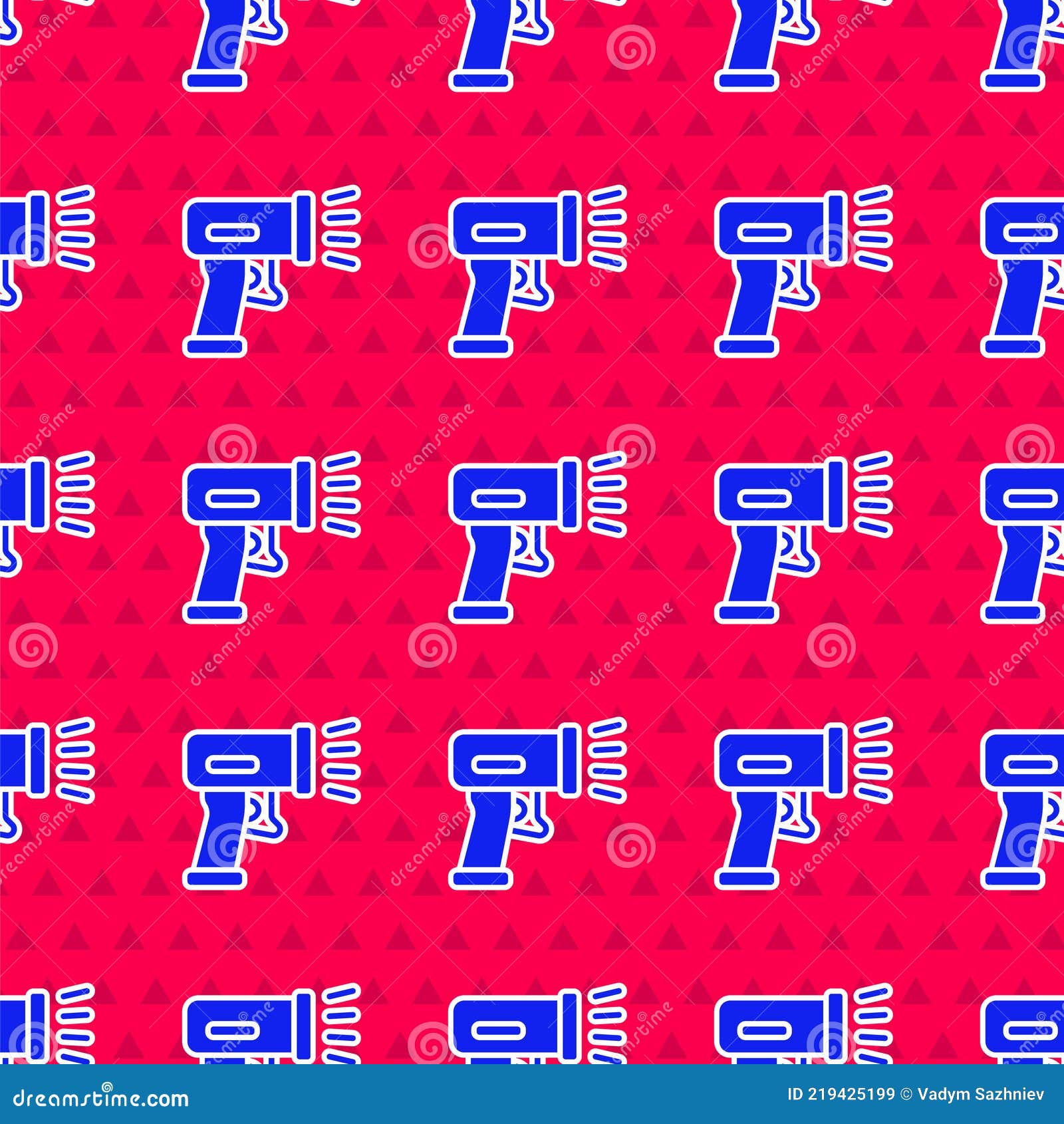 Blue Scanner Scanning Bar Code Icon Isolated Seamless Pattern on Red ...