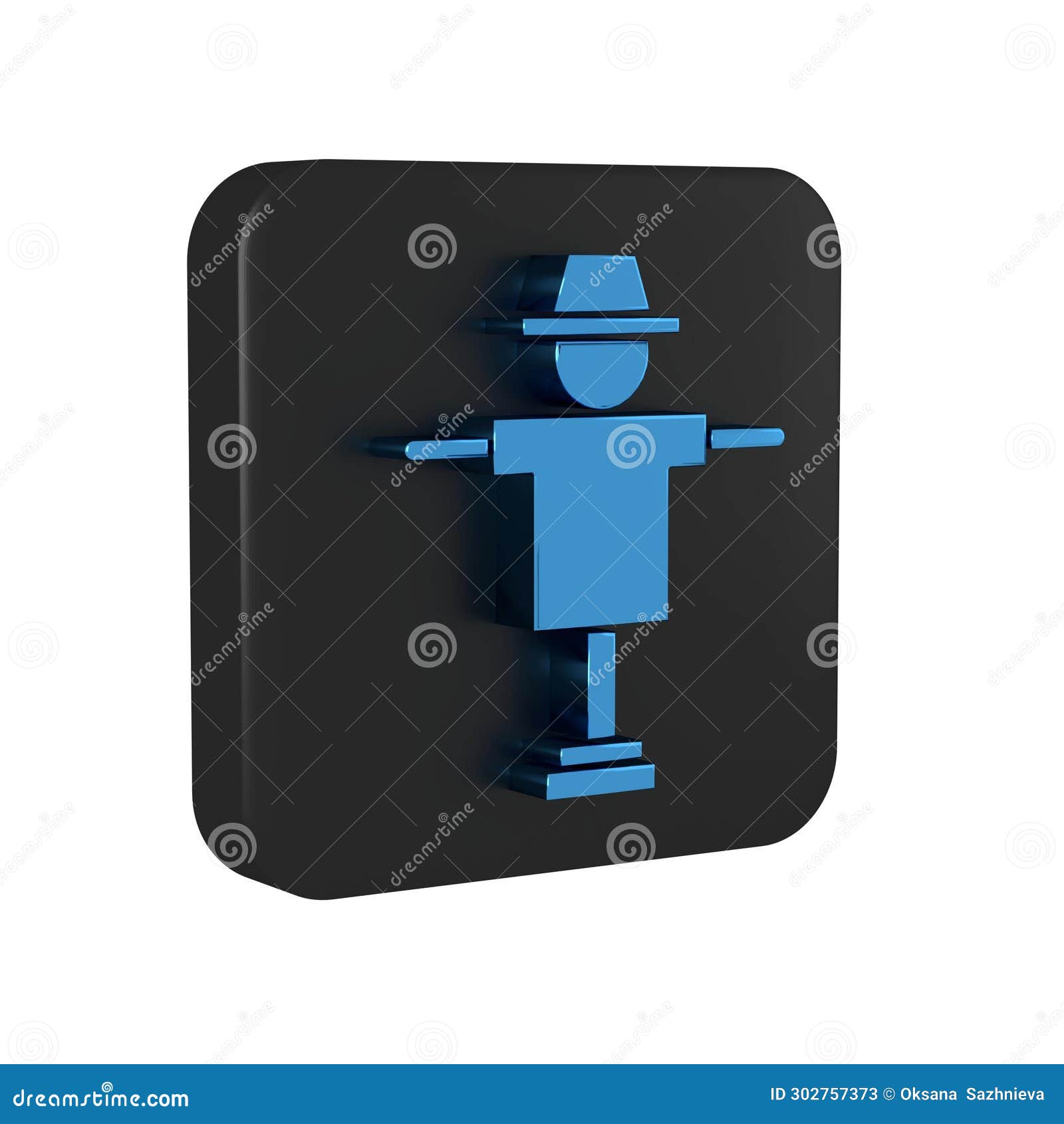 Blue Scarecrow Icon Isolated on Transparent Background. Black Square ...