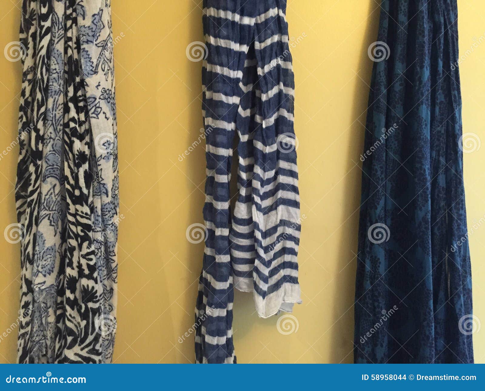 Blue Scarves stock photo. Image of hanging, white, hang - 58958044