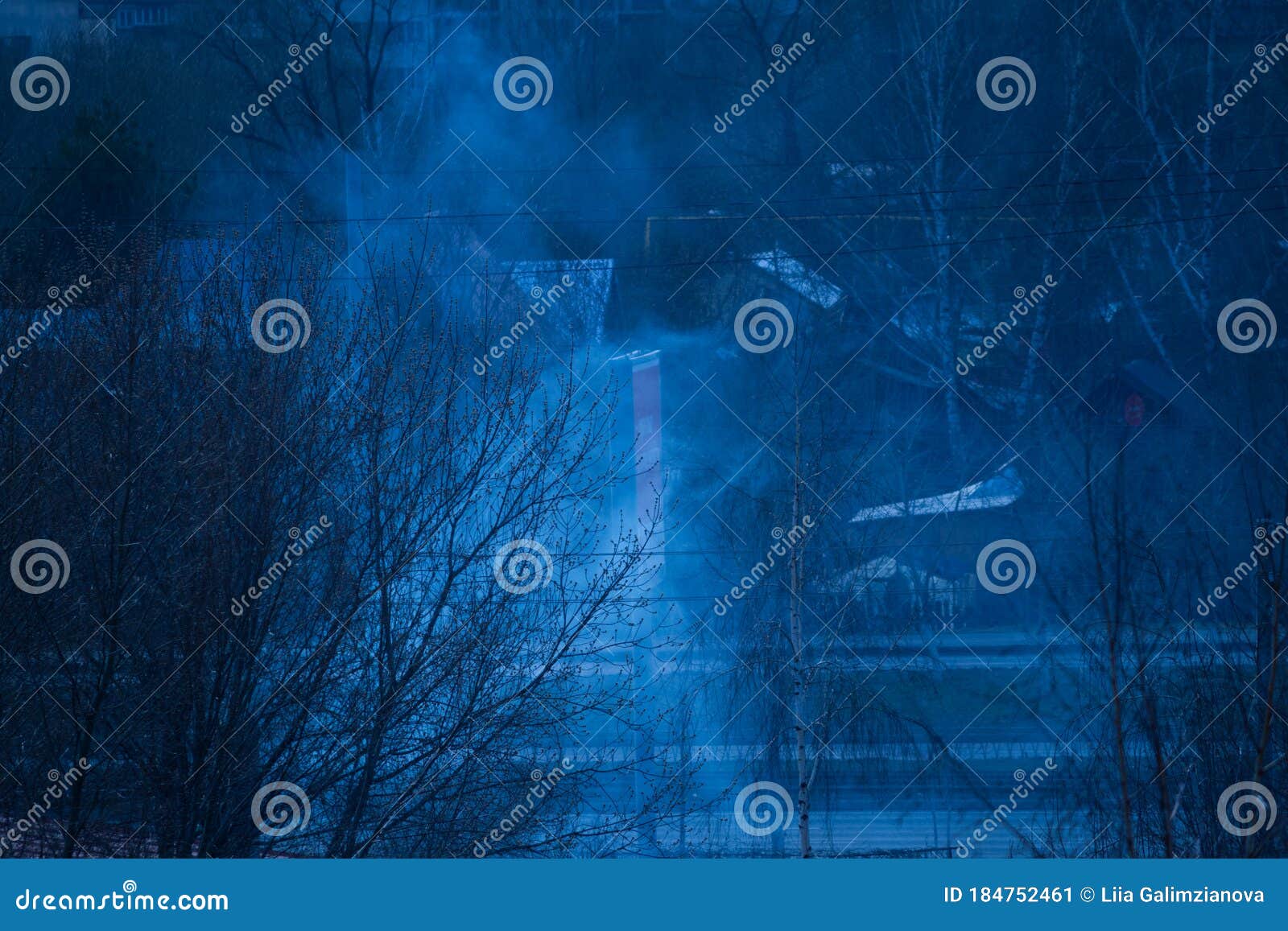 Blue scary abstract image stock image. Image of village - 184752461