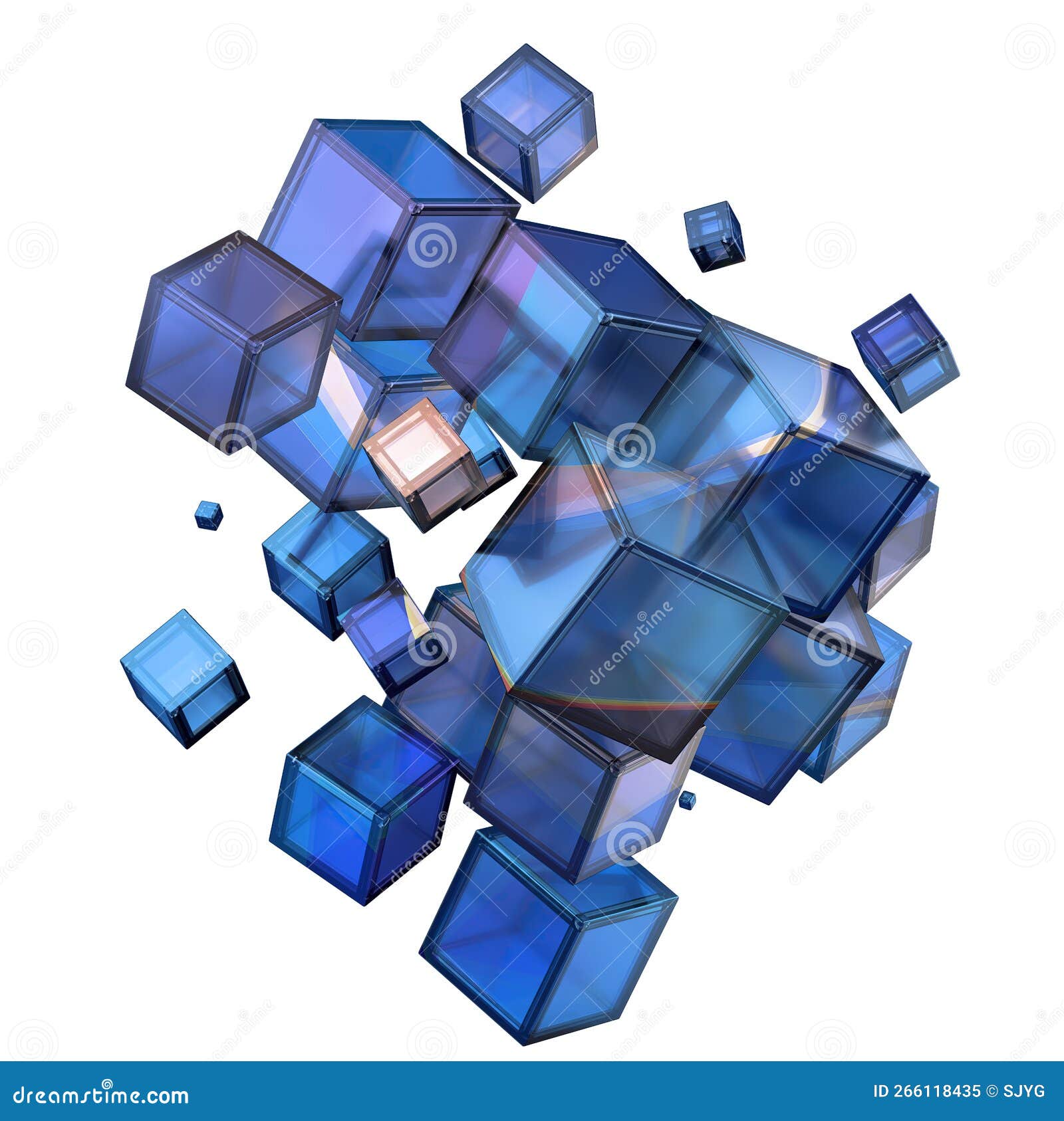 Blue Scattered Glassy Box Geometry Abstract, Dramatic, Passionate ...