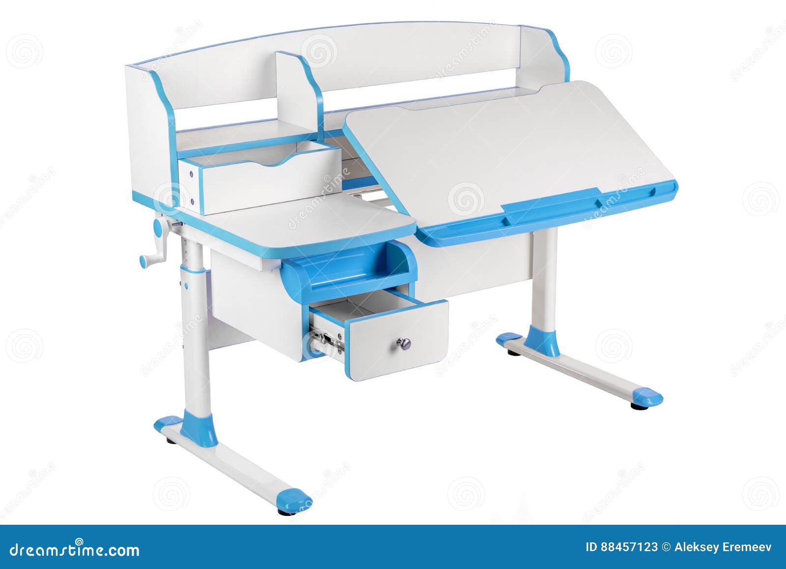 Blue school desk stock illustration. Illustration of elementary - 88457123