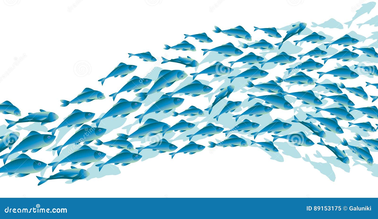 Blue School Fish on White Background. Stock Vector - Illustration of ...