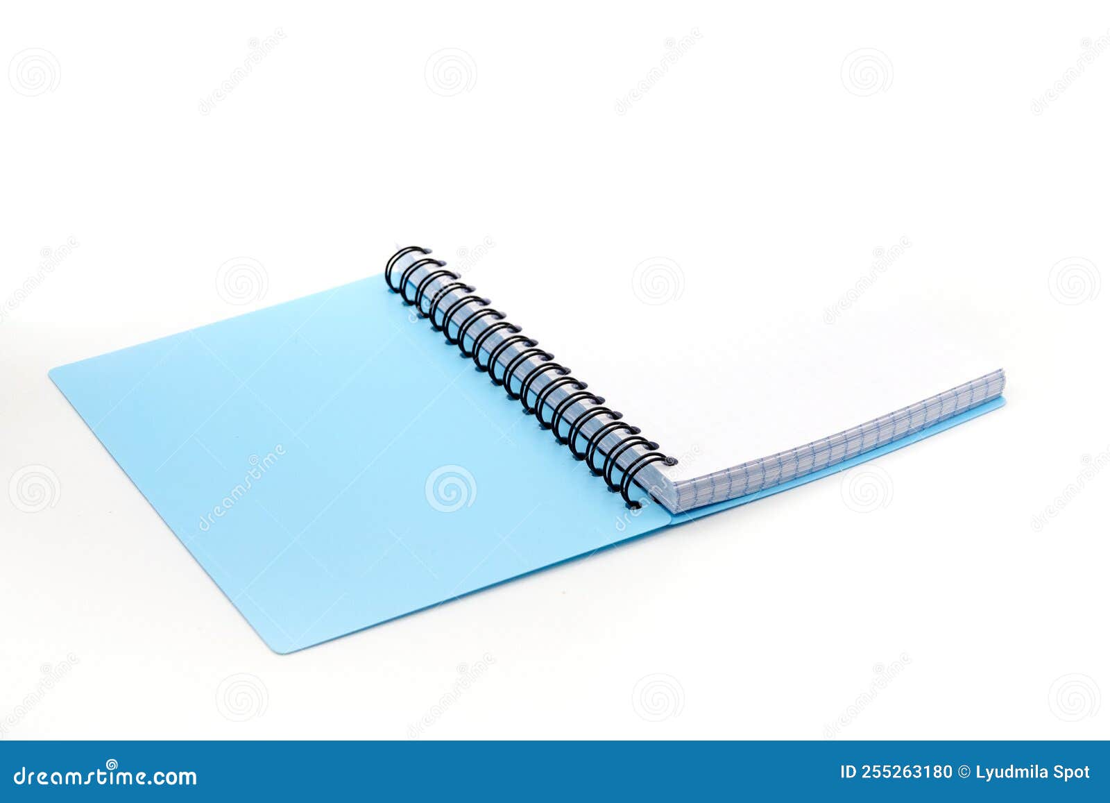Blue School Notebook on a White Background, Spiral Notepad on a Table ...