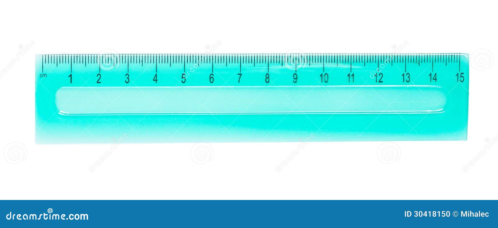 Blue School Ruller Isolated Stock Photo - Image of supplies, green ...