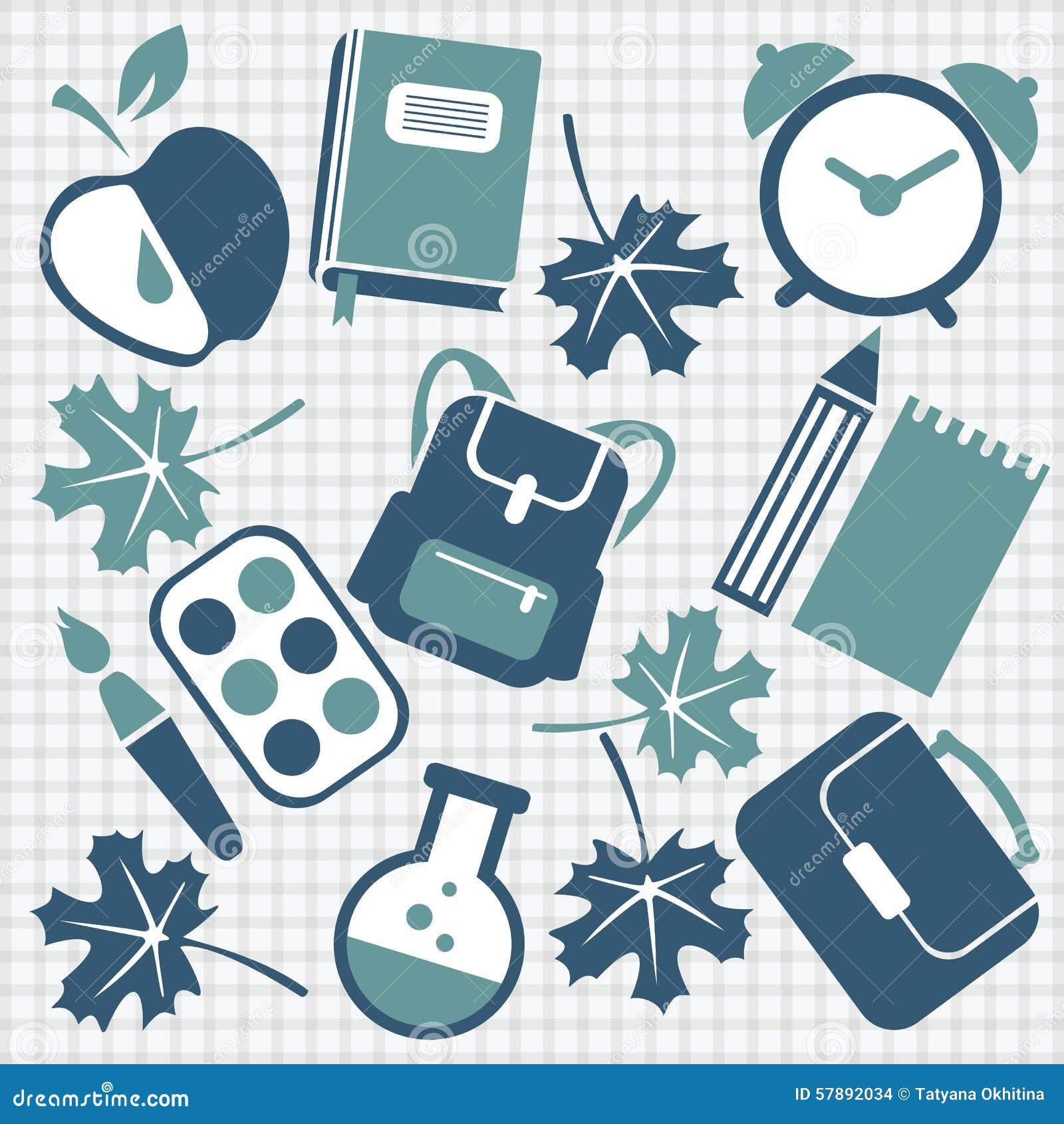 Blue School Symbols Vector Illustration | CartoonDealer.com #57892034