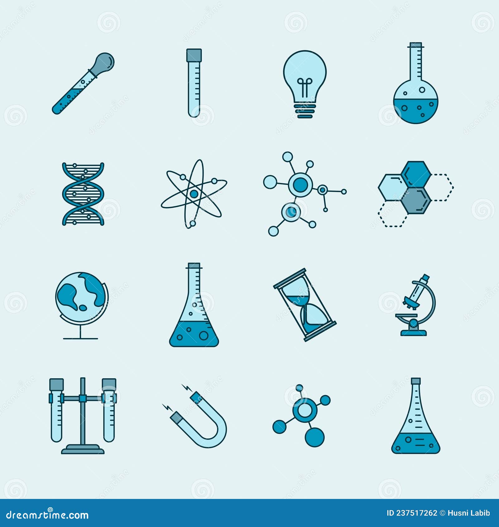 Blue Science Icon Set Design. Simple Blue Science Icons Design Stock ...