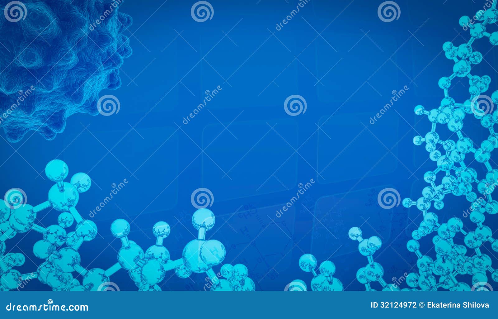 Blue Scientific Background with Molecular Structure Stock Illustration ...