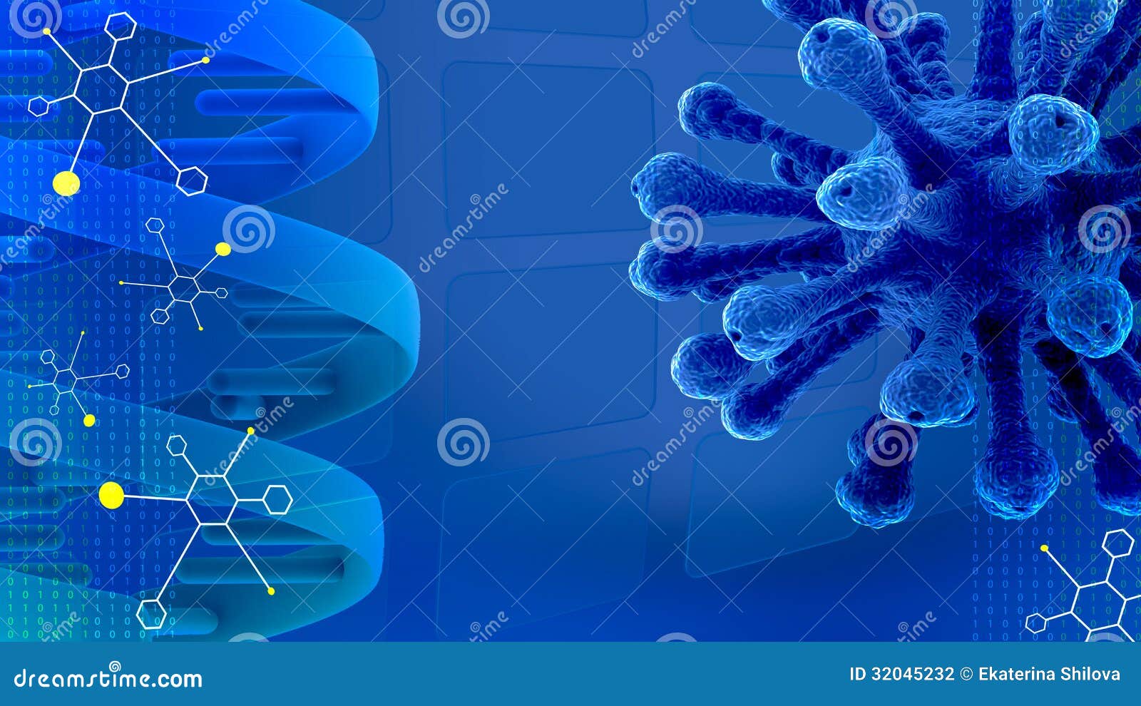 Blue Scientific Presentation Background with Molecules and DNA Stock ...