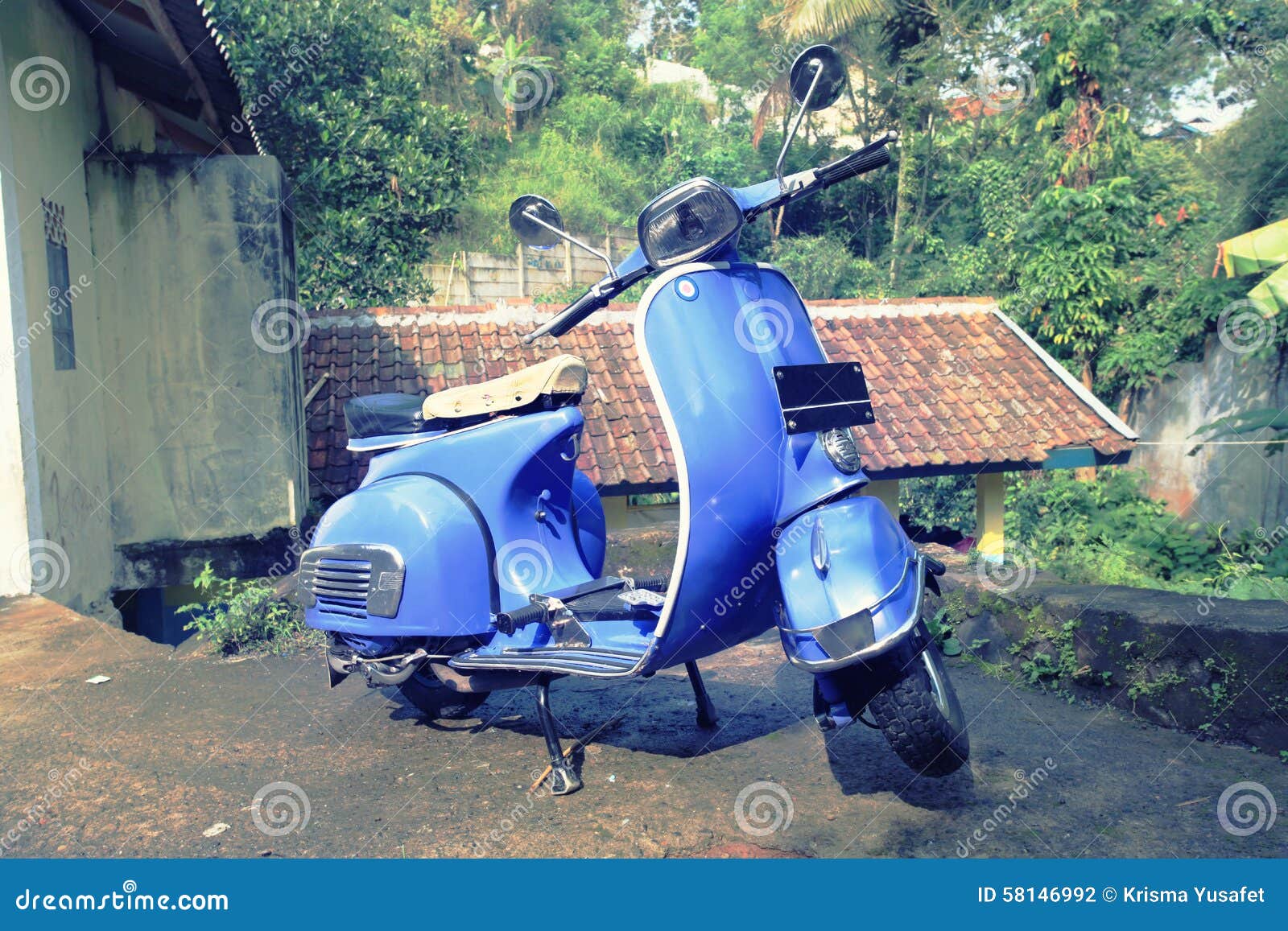 Blue Scooter Retro stock photo. Image of italy, house - 58146992
