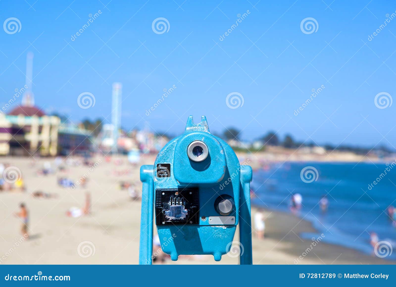 Blue Scope Overlooking a Beach Stock Image - Image of lens, coast: 72812789