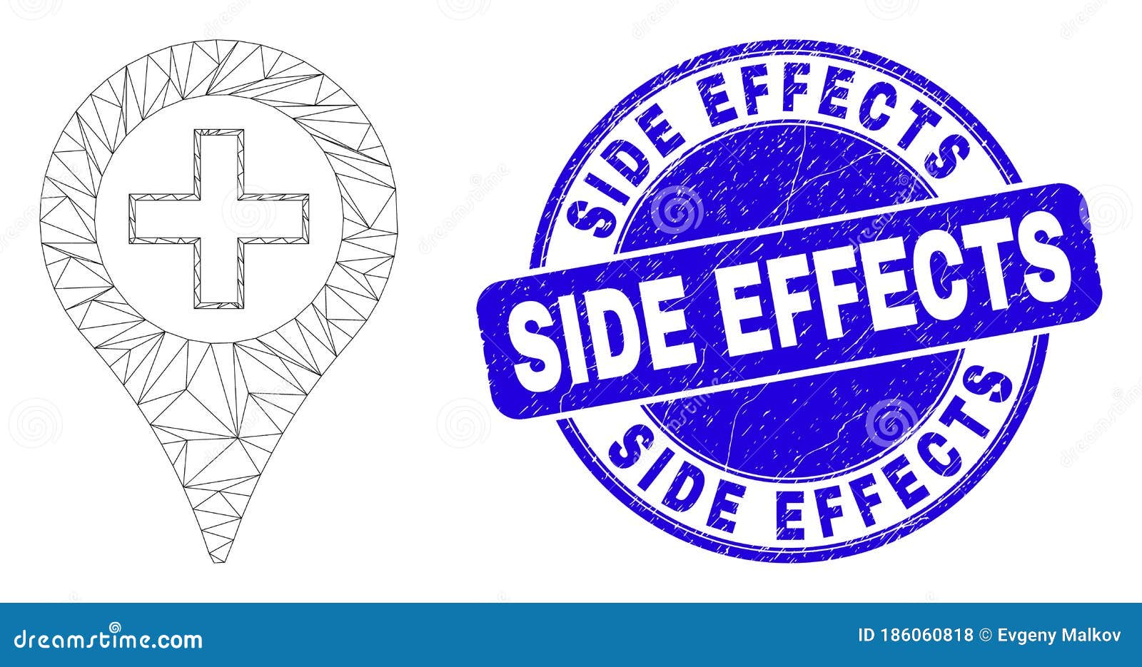 Blue Scratched Side Effects Seal and Web Mesh Medical Map Marker Stock ...
