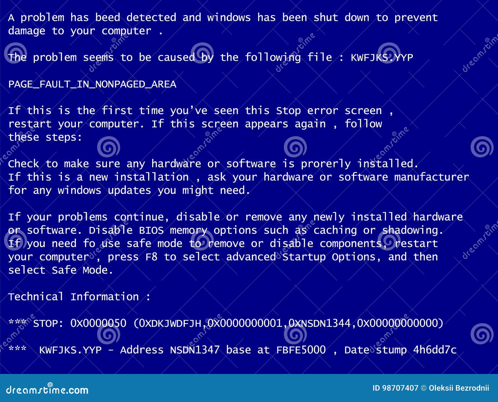 Blue Screen of Death, System Crash Report Stock Vector - Illustration ...