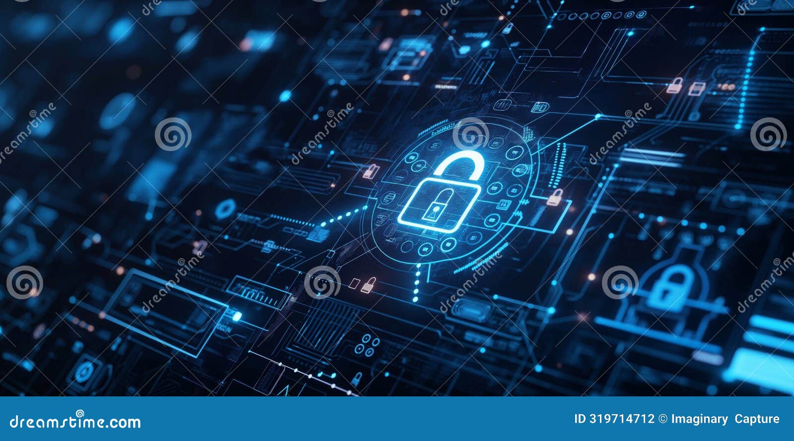 A Blue Screen with a Lock Symbol on it, Digital Backdround Ideal for ...