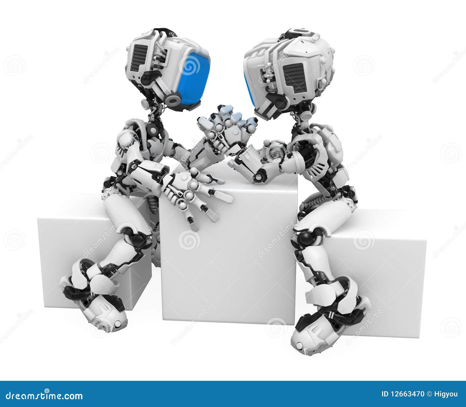 Blue Screen Robot, Arm-wrestling Stock Illustration - Illustration of ...