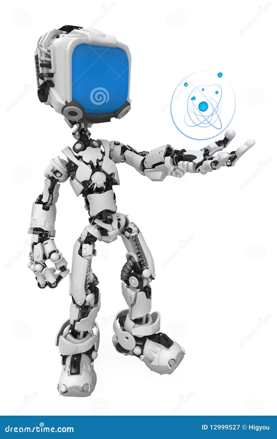 Blue Screen Robot, Atom stock illustration. Illustration of isolated ...