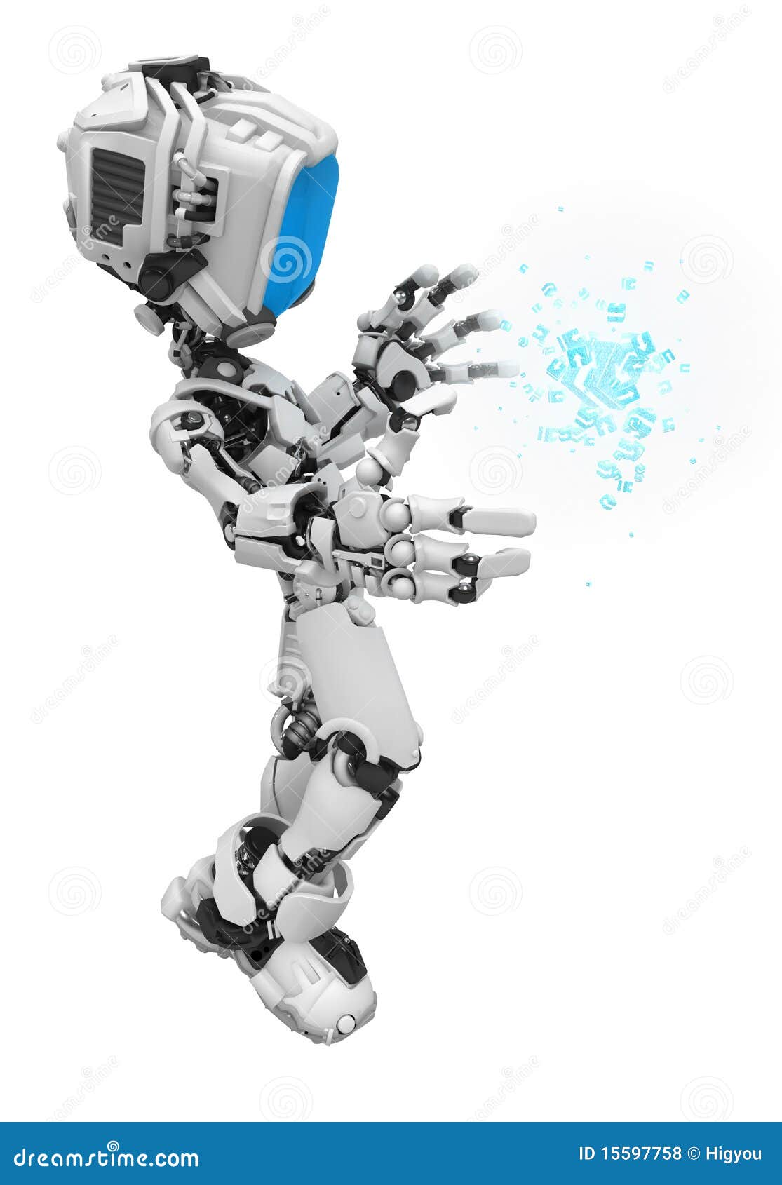 Blue Screen Robot, Data Box Glow Stock Illustration - Illustration of ...