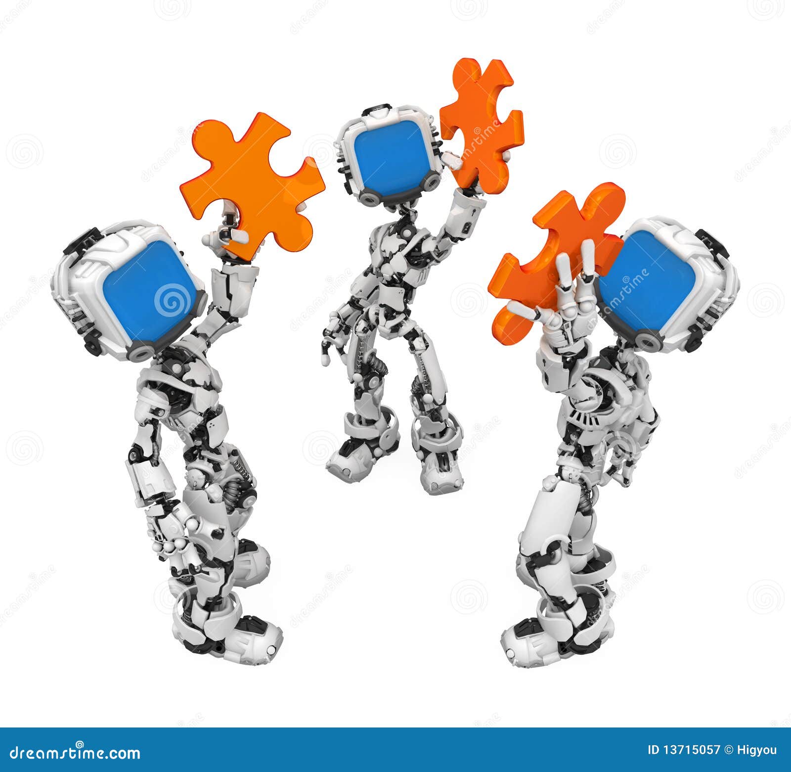 Blue Screen Robot, Jigsaw Piece Group Stock Illustration - Illustration ...