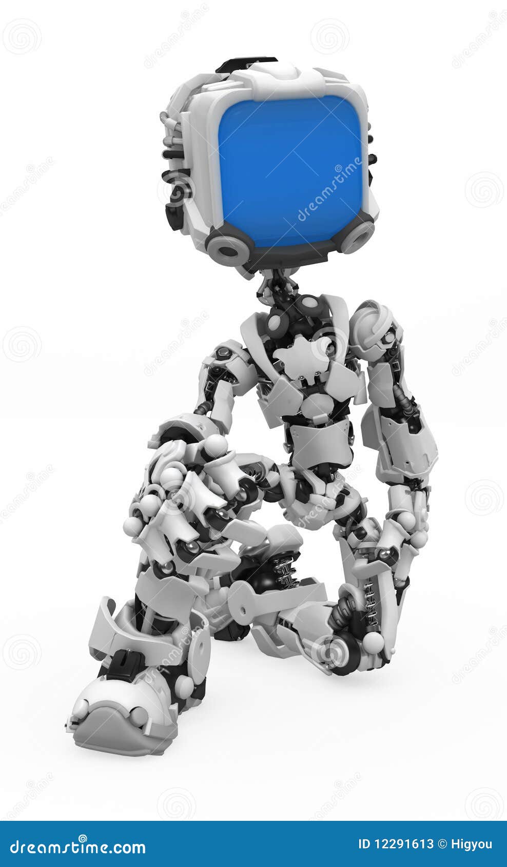 Blue Screen Robot, on One Knee Stock Illustration - Illustration of ...