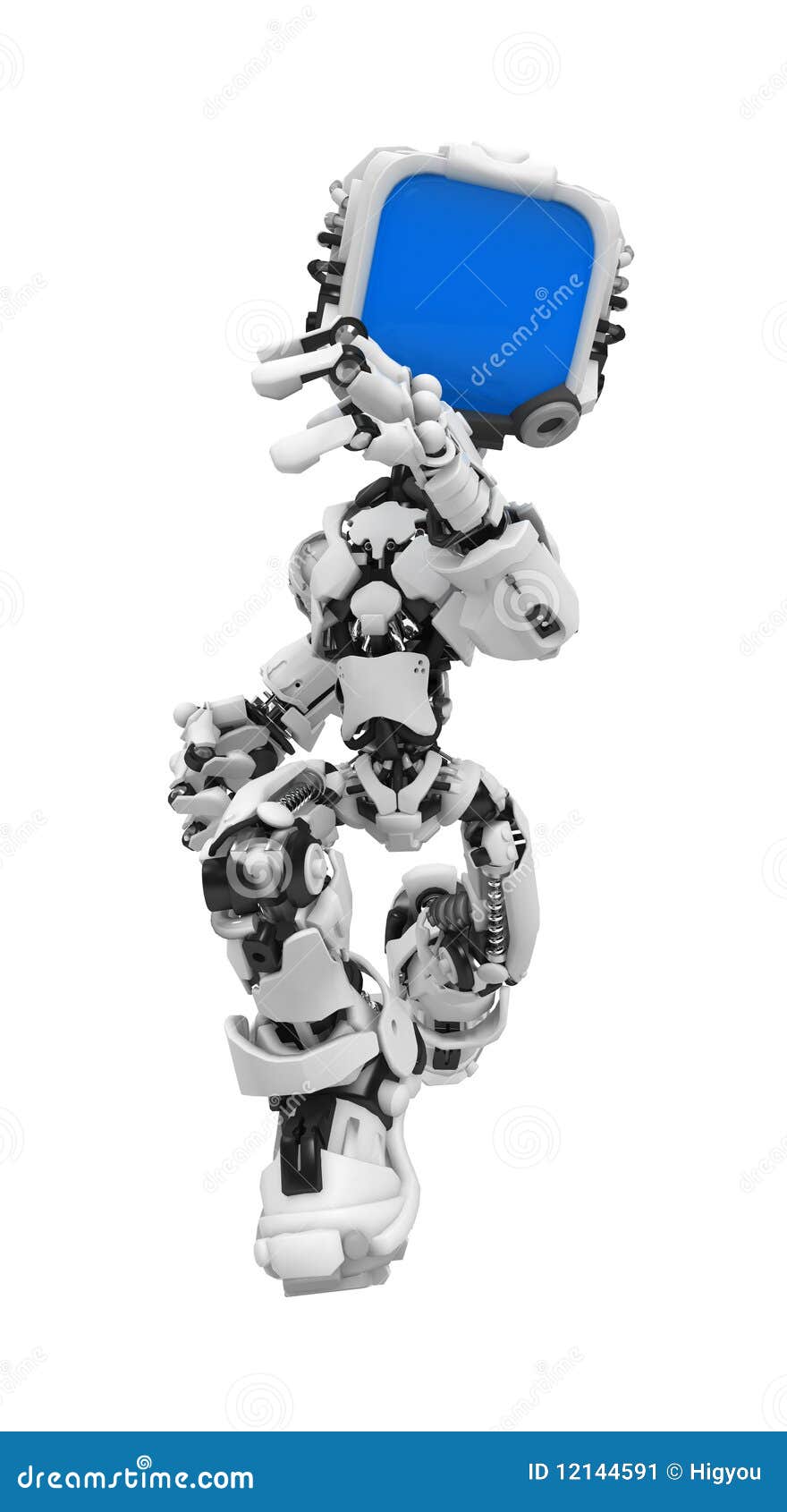 Blue Screen Robot, Running Front View Stock Illustration - Illustration ...