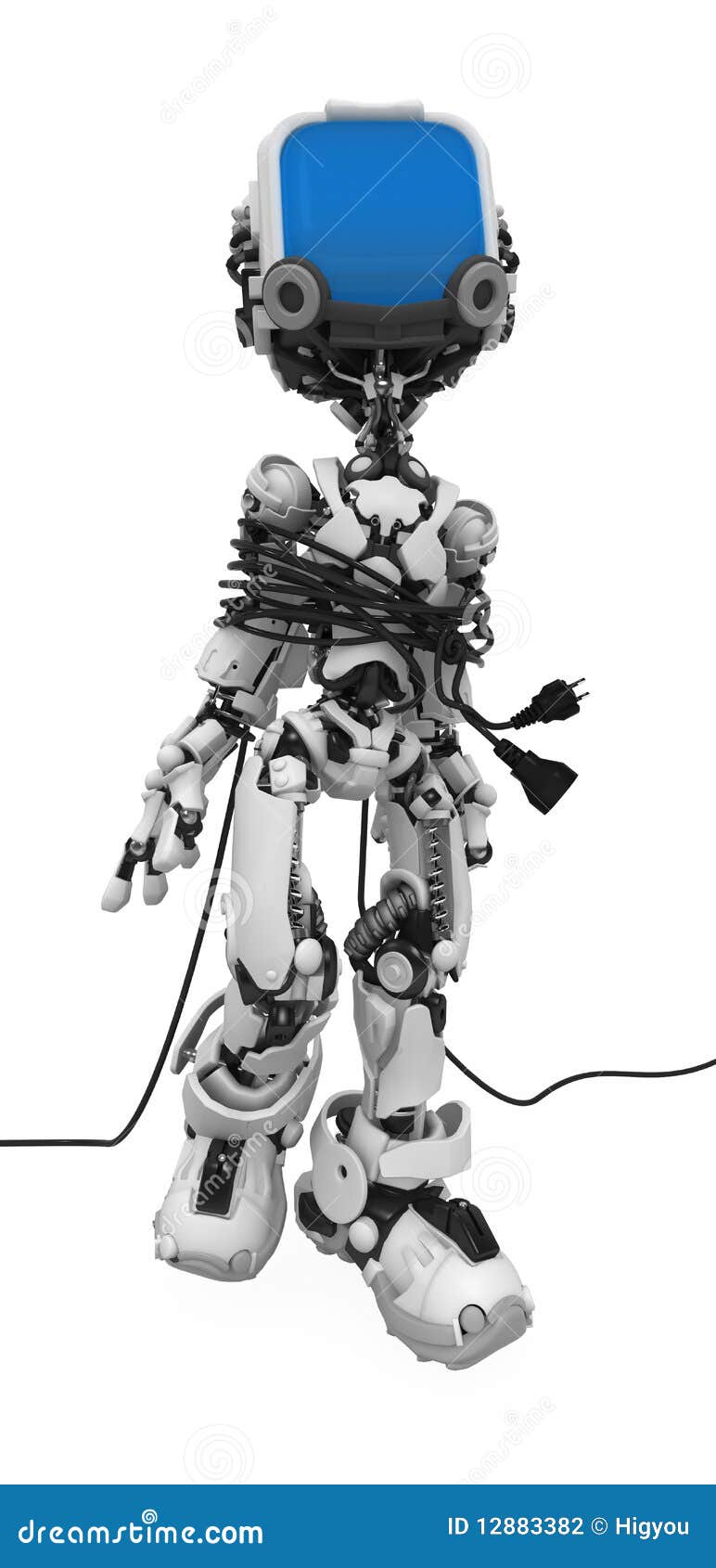 Blue Screen Robot, Tied by Cable Stock Illustration - Illustration of ...