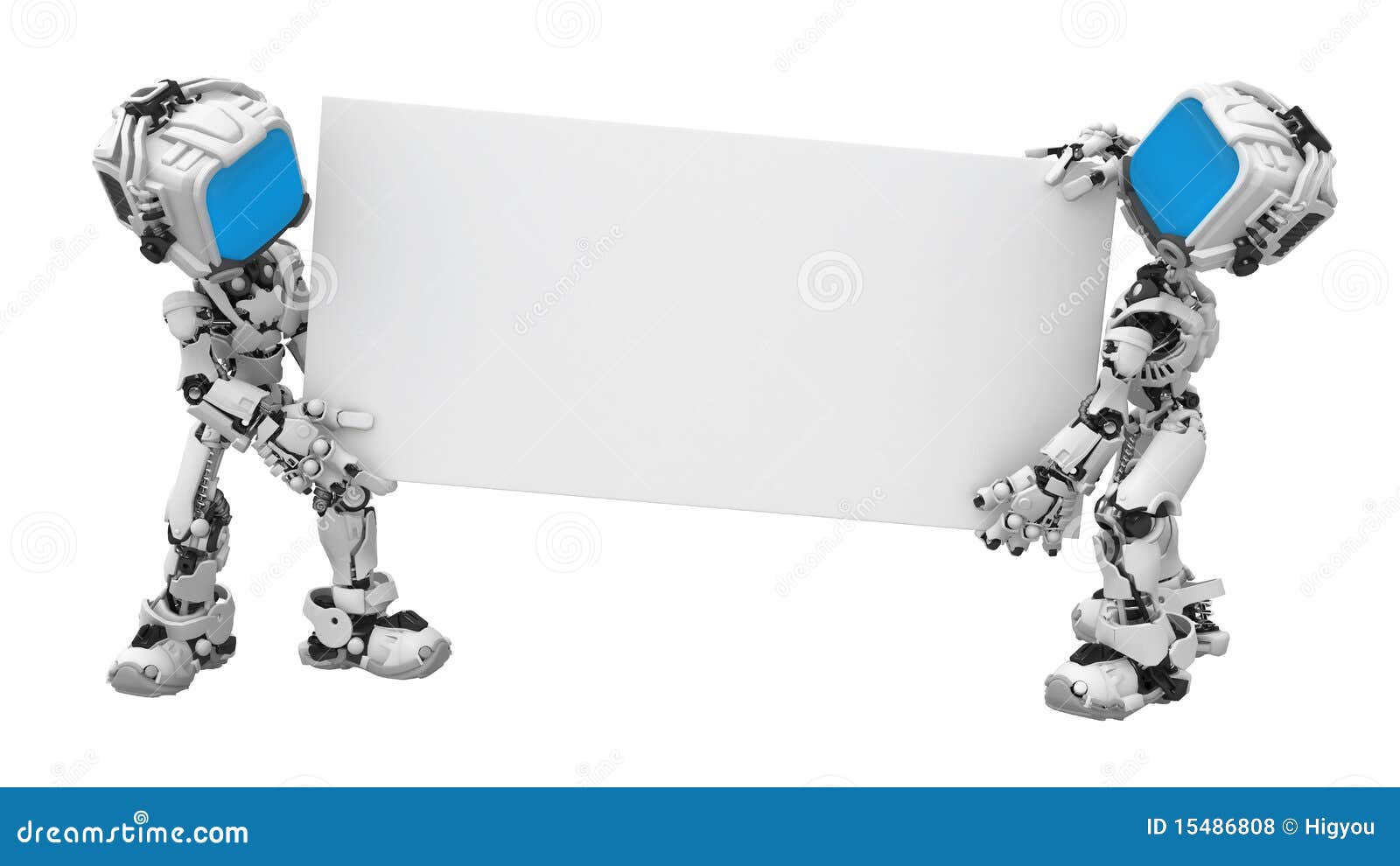 Blue Screen Robots, Carrying Sign Stock Illustration - Illustration of ...