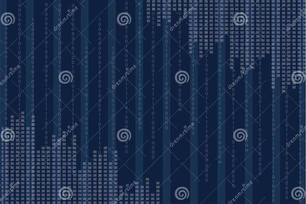 Blue Screen with Vertical Binary Programing Code Stock Vector ...