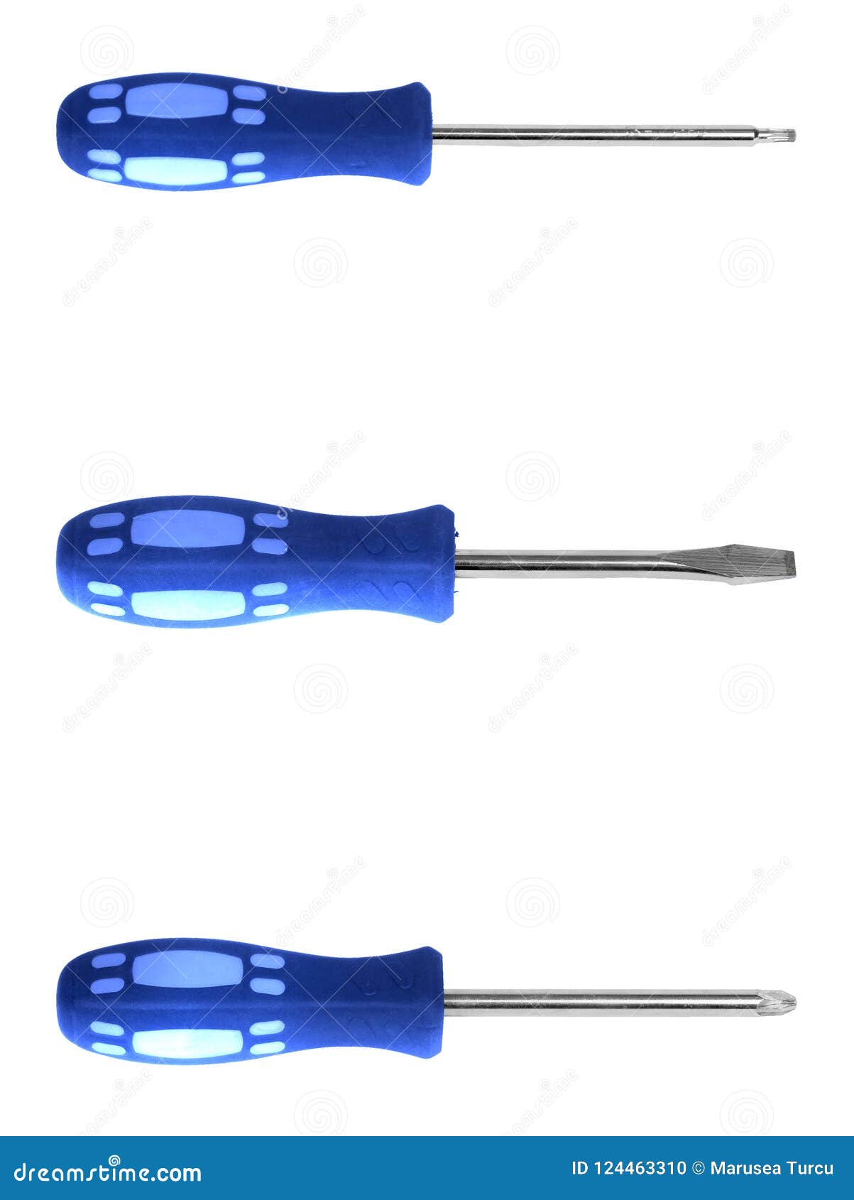 Blue Screwdrivers isolated stock photo. Image of design - 124463310