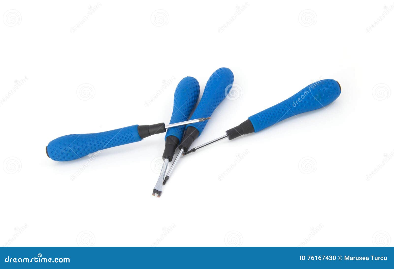 Blue Screwdrivers Isolated on White Stock Photo - Image of white ...