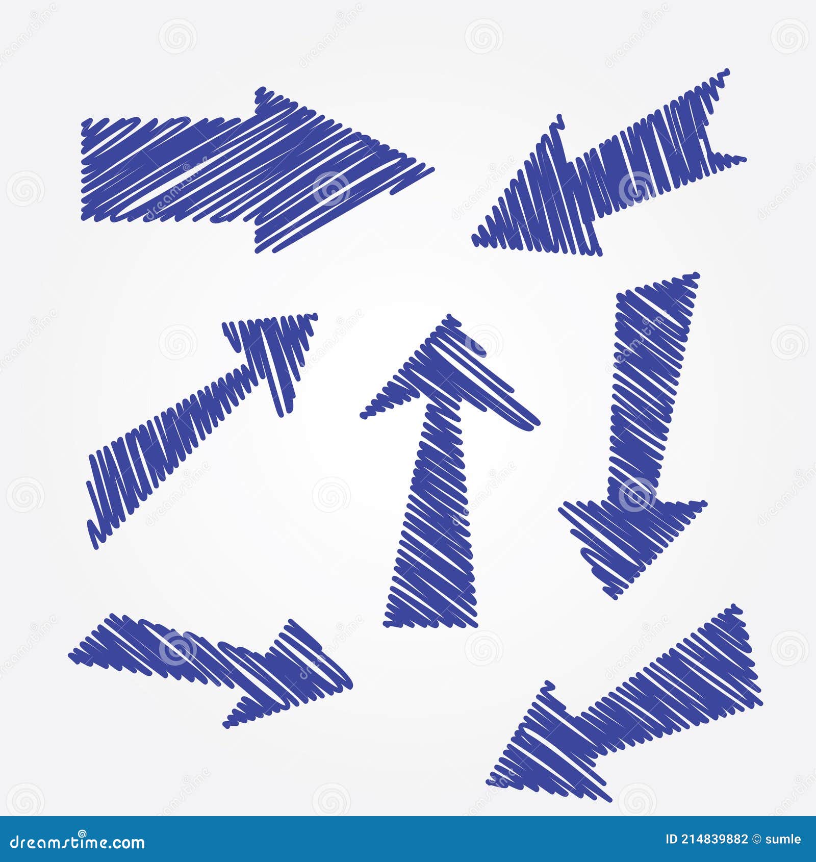 Blue Scribble Arrows Vector Set Stock Vector - Illustration of icon ...